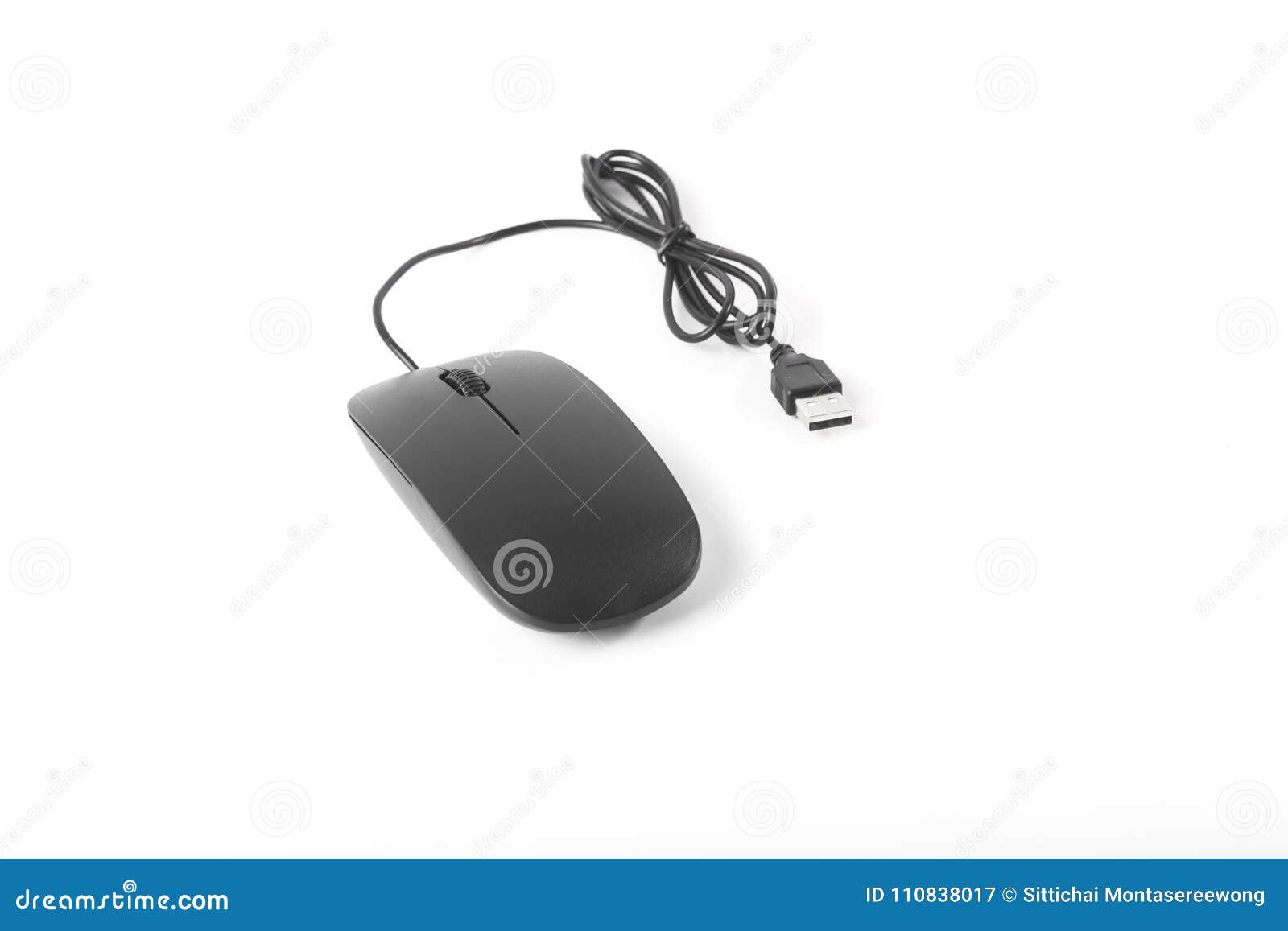 The Mouse Black and Wires is a Device for Use with a Computer. Stock ...