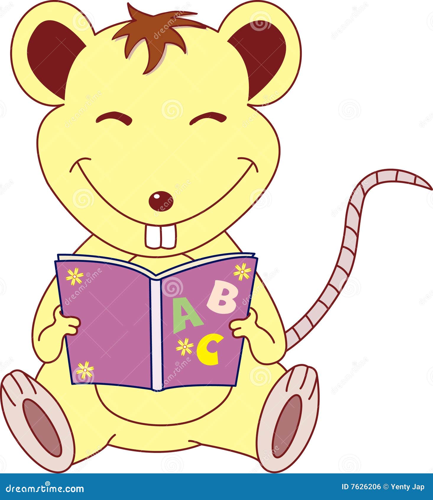 A mouse with a book stock vector. Illustration of screen - 7626206