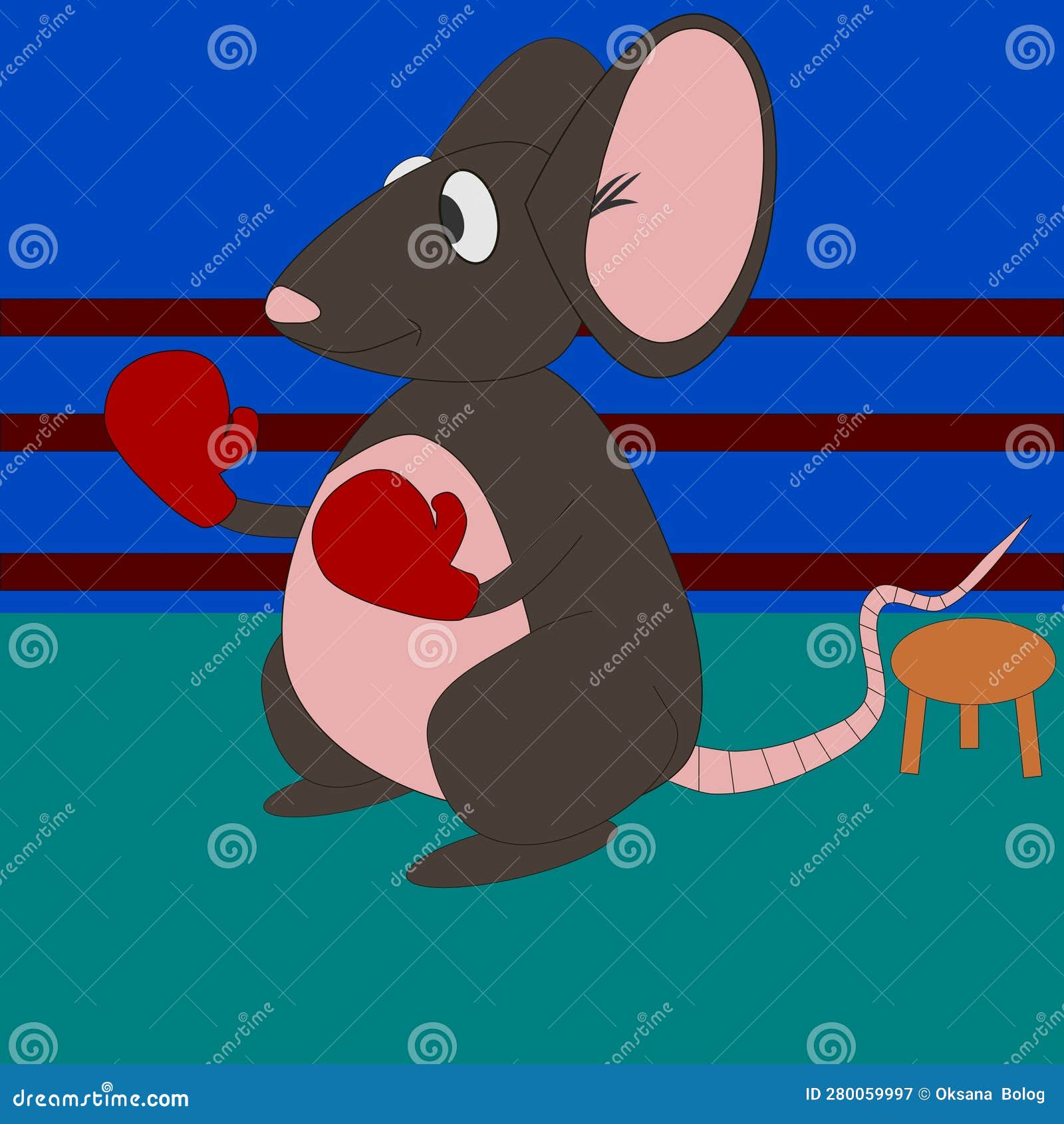 Mouse Boxer on the Boxing Ring. Stock Vector - Illustration of animals ...