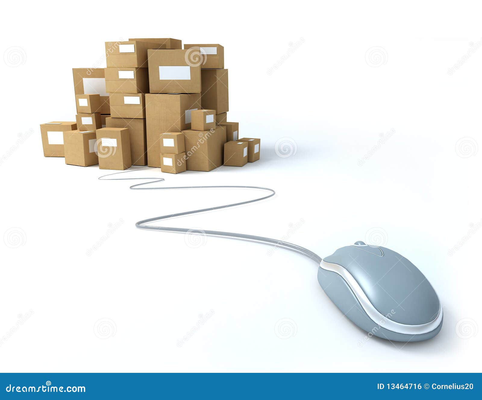 Mouse and boxes stock illustration. Illustration of shipping - 13464716