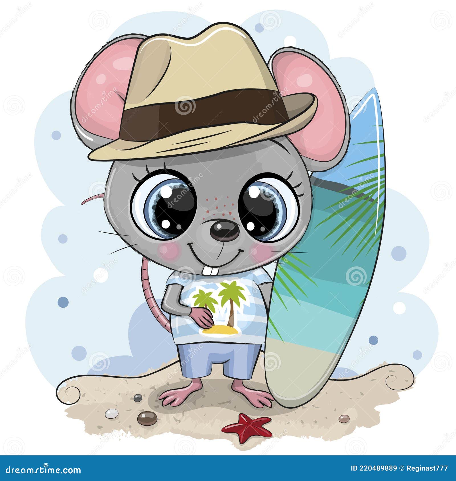 Mouse Boy with a Surfboard on the Beach Stock Vector - Illustration of ...