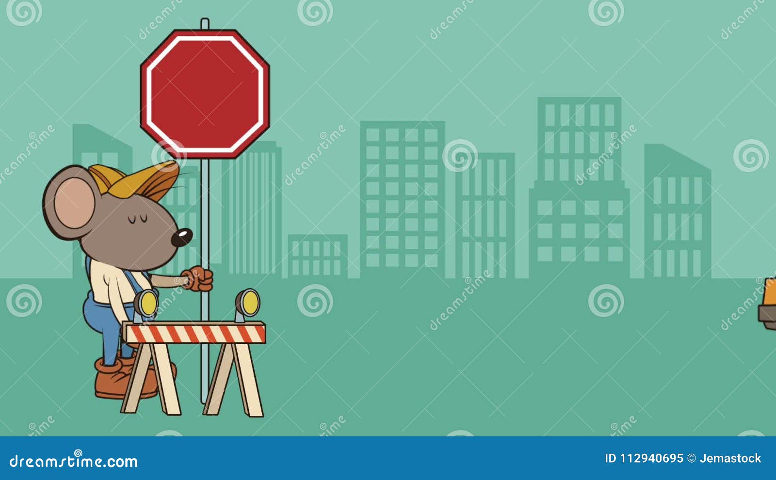 Mouse Builder with Construction Signs Character Animation Stock Video ...