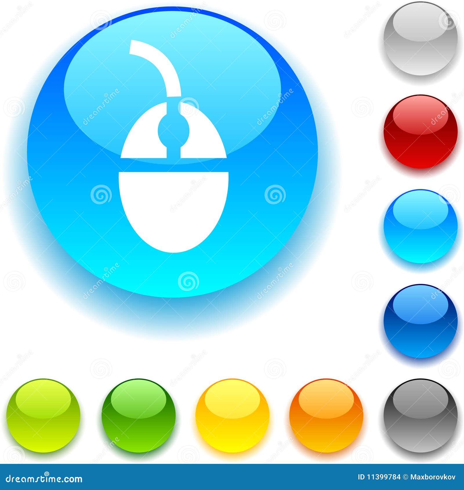 Mouse button. stock vector. Illustration of glass, glossy - 11399784