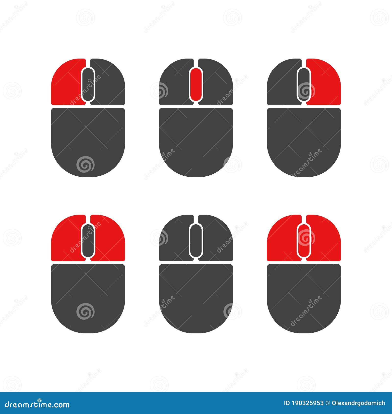 Mouse Buttons Click Isolated Vector Icons Set Computer Mouse Buttons Left Click Scroll Right