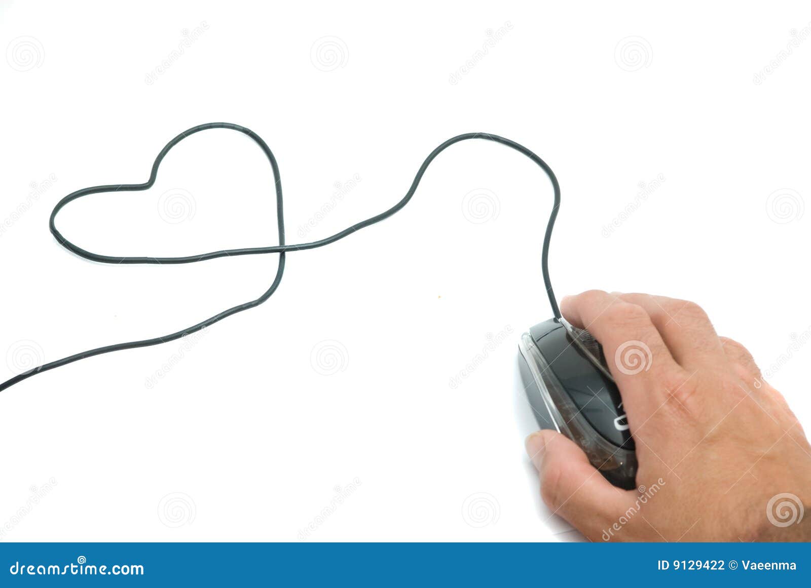 Mouse with Cable Folded To a Heart-like Figure Stock Photo - Image of ...