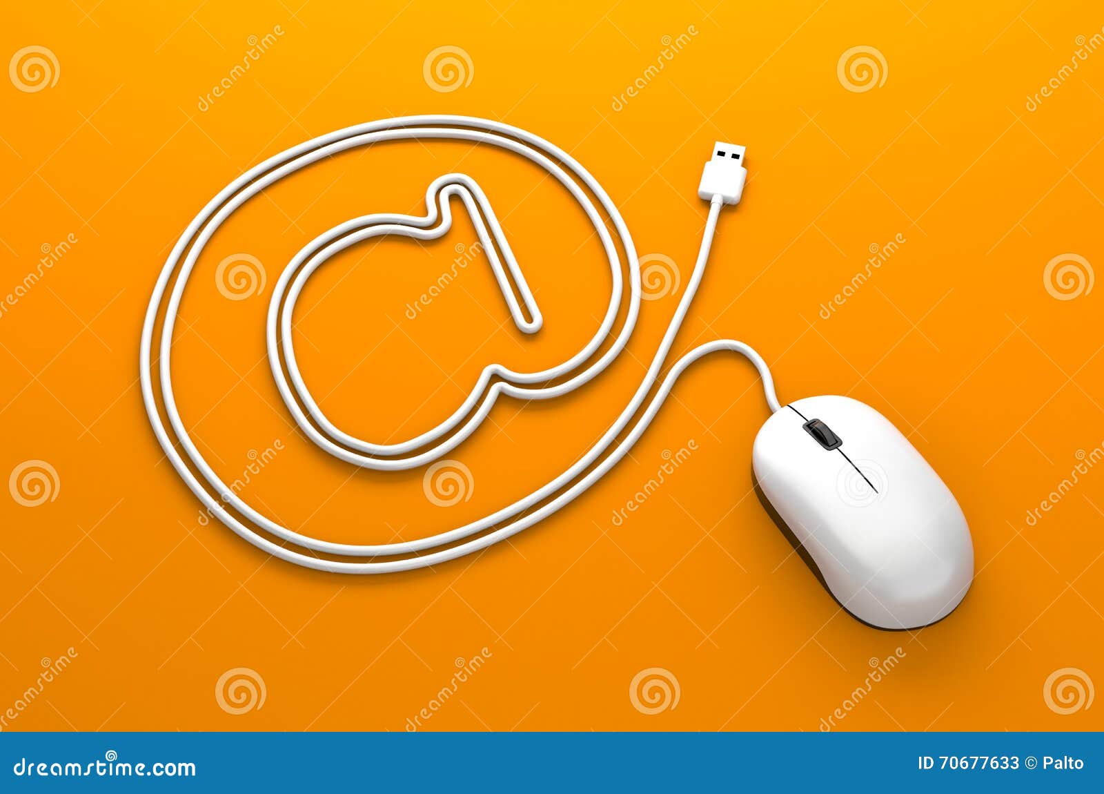 Mouse Cable in the Form of Email Sign Stock Illustration - Illustration ...