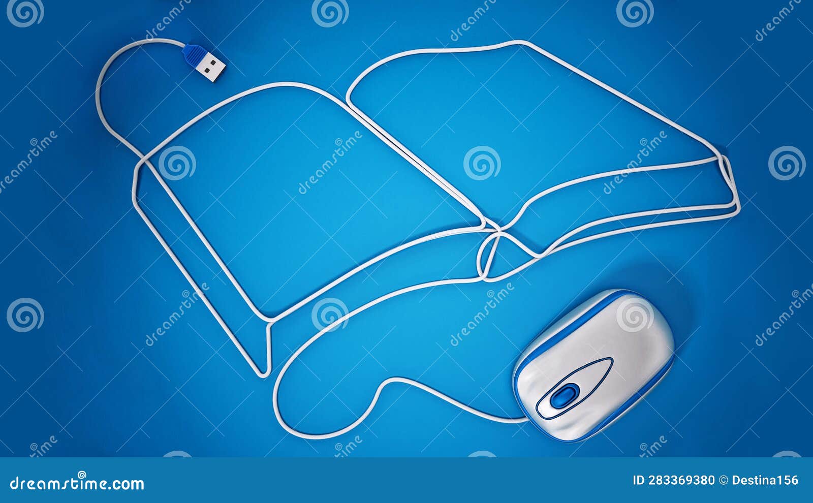 Mouse Cable Formes a Book Shape. 3D Illustration Stock Illustration ...