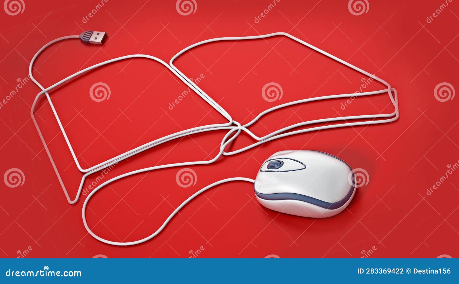 Mouse Cable Formes a Book Shape. 3D Illustration Stock Illustration ...