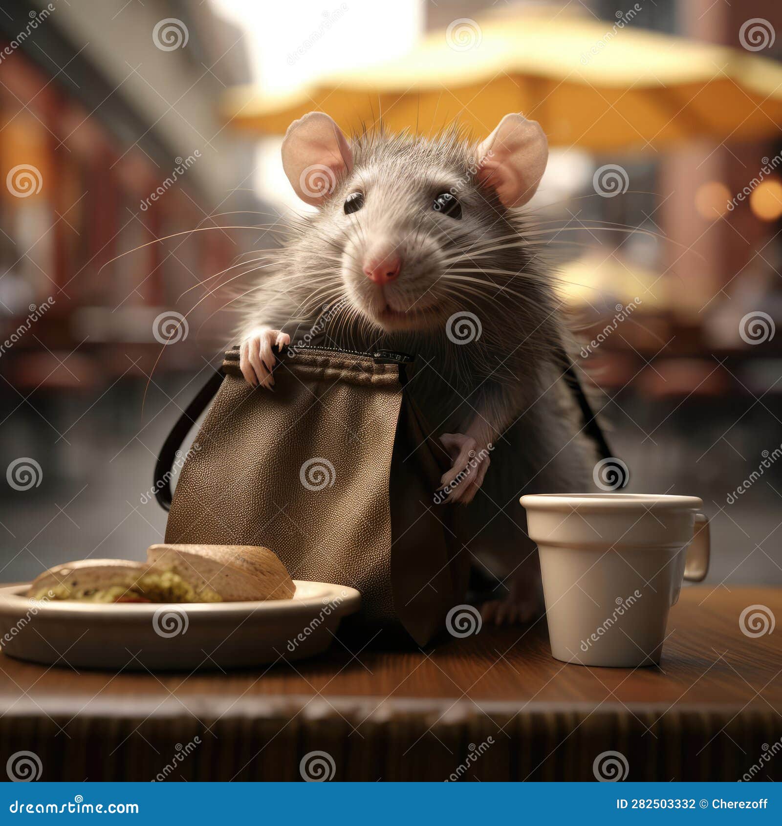 Mouse in a Cafe at the Table Stock Illustration - Illustration of ...
