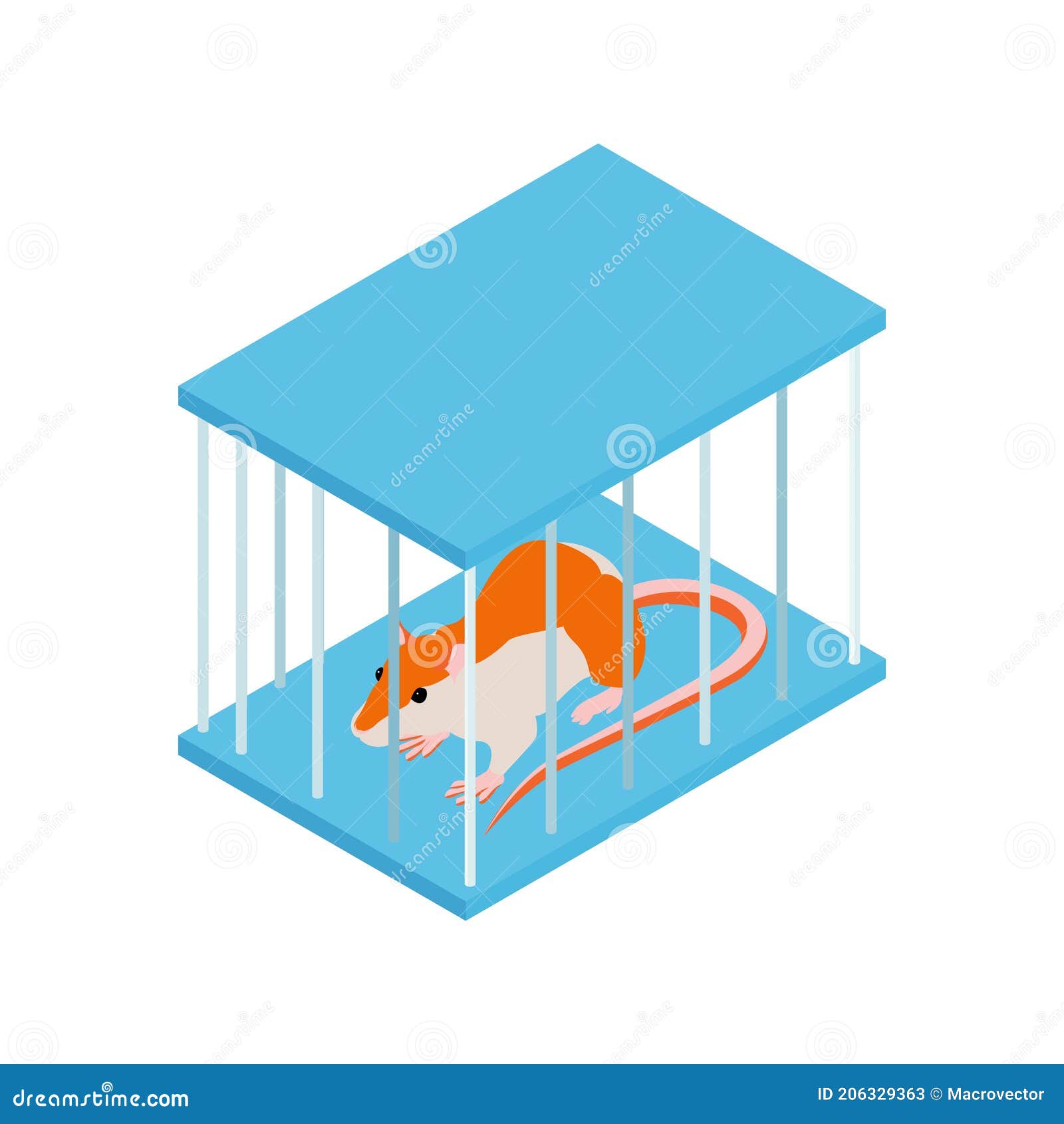 Mouse In The Cage Bares His Teeth Isolated On White Background. Vector ...