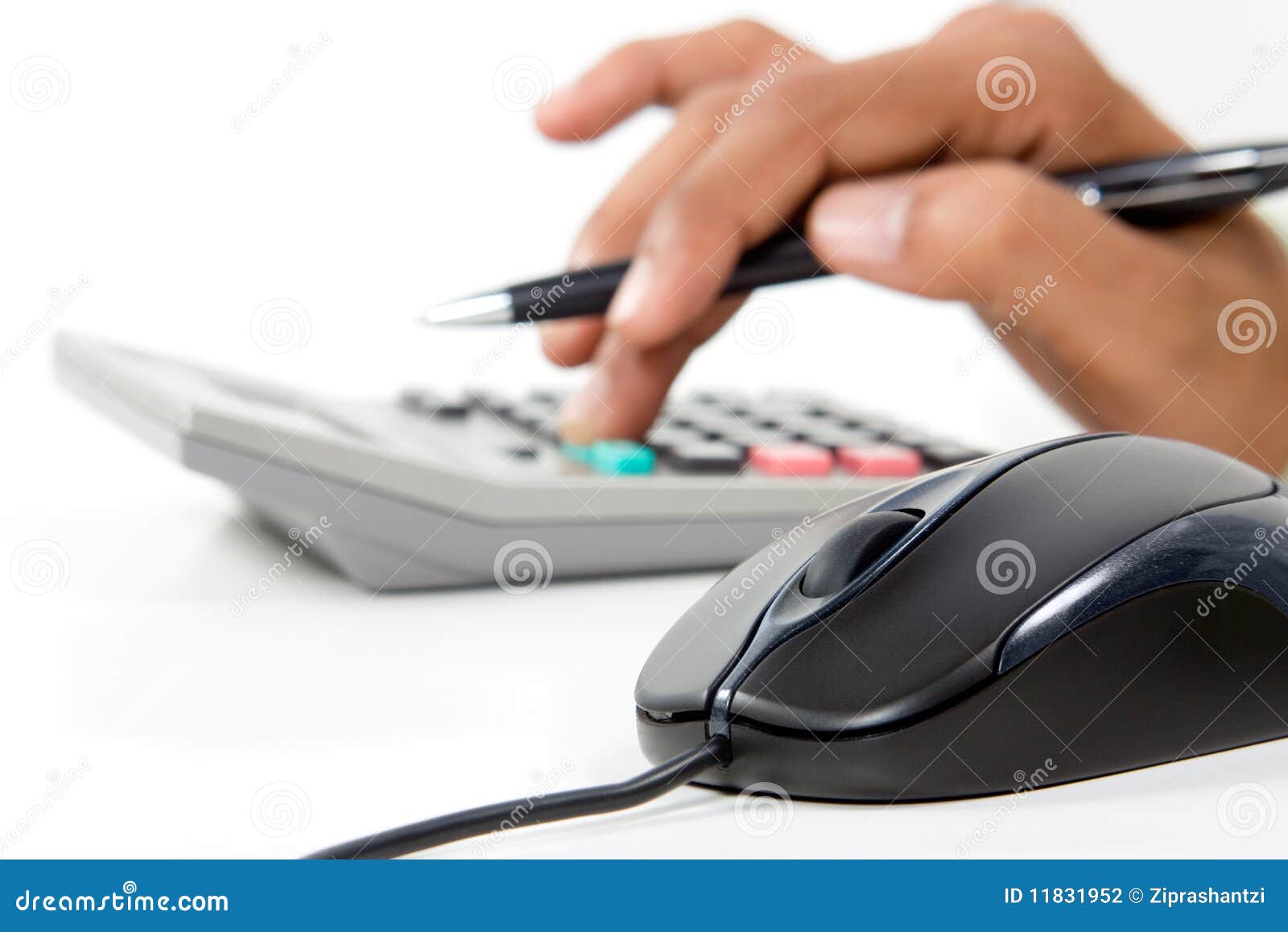 Mouse calculator and pen stock photo. Image of investment - 11831952
