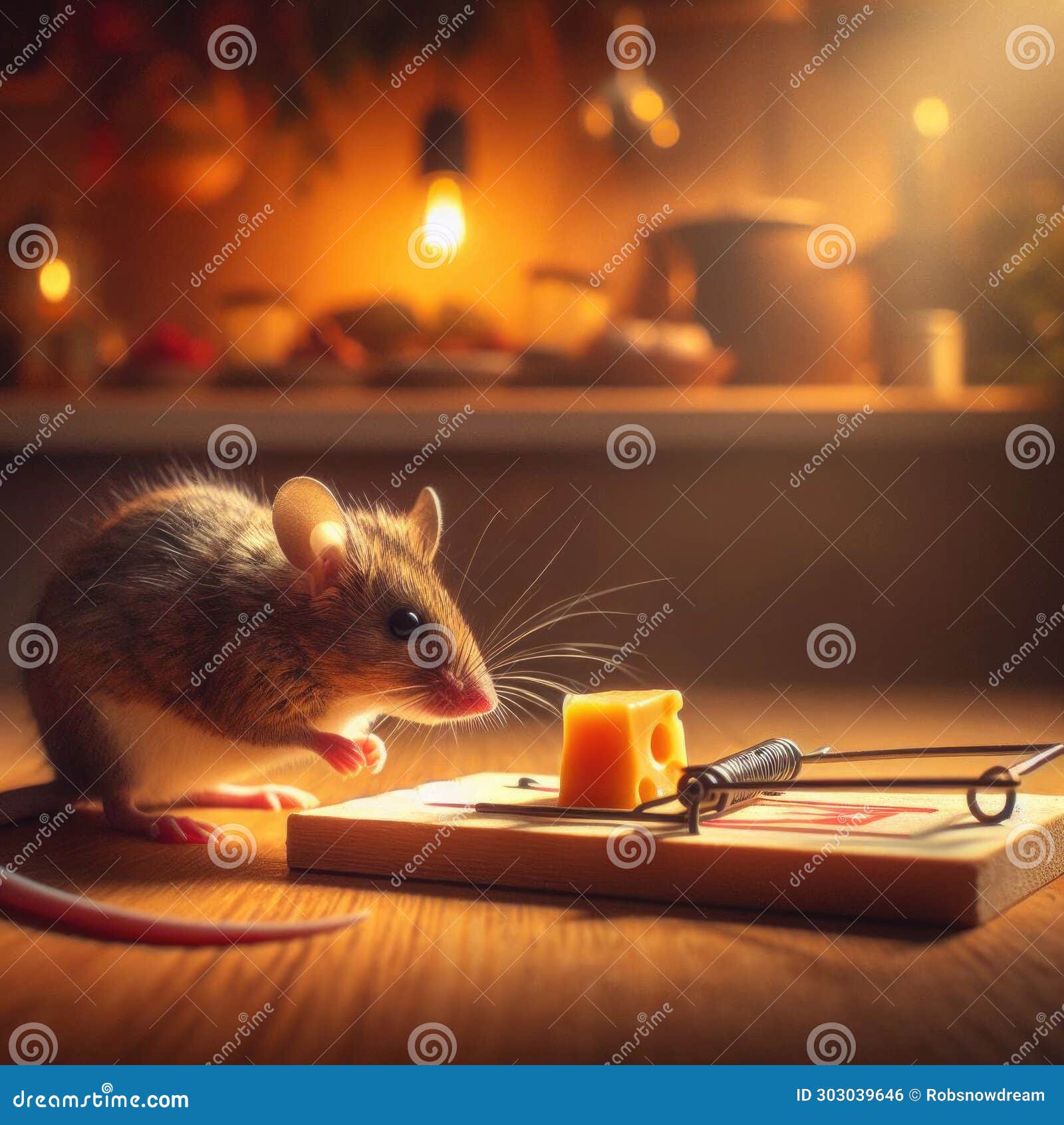 A Mouse Carefully Avoids the Dangers of the Mouse Trap Stock ...