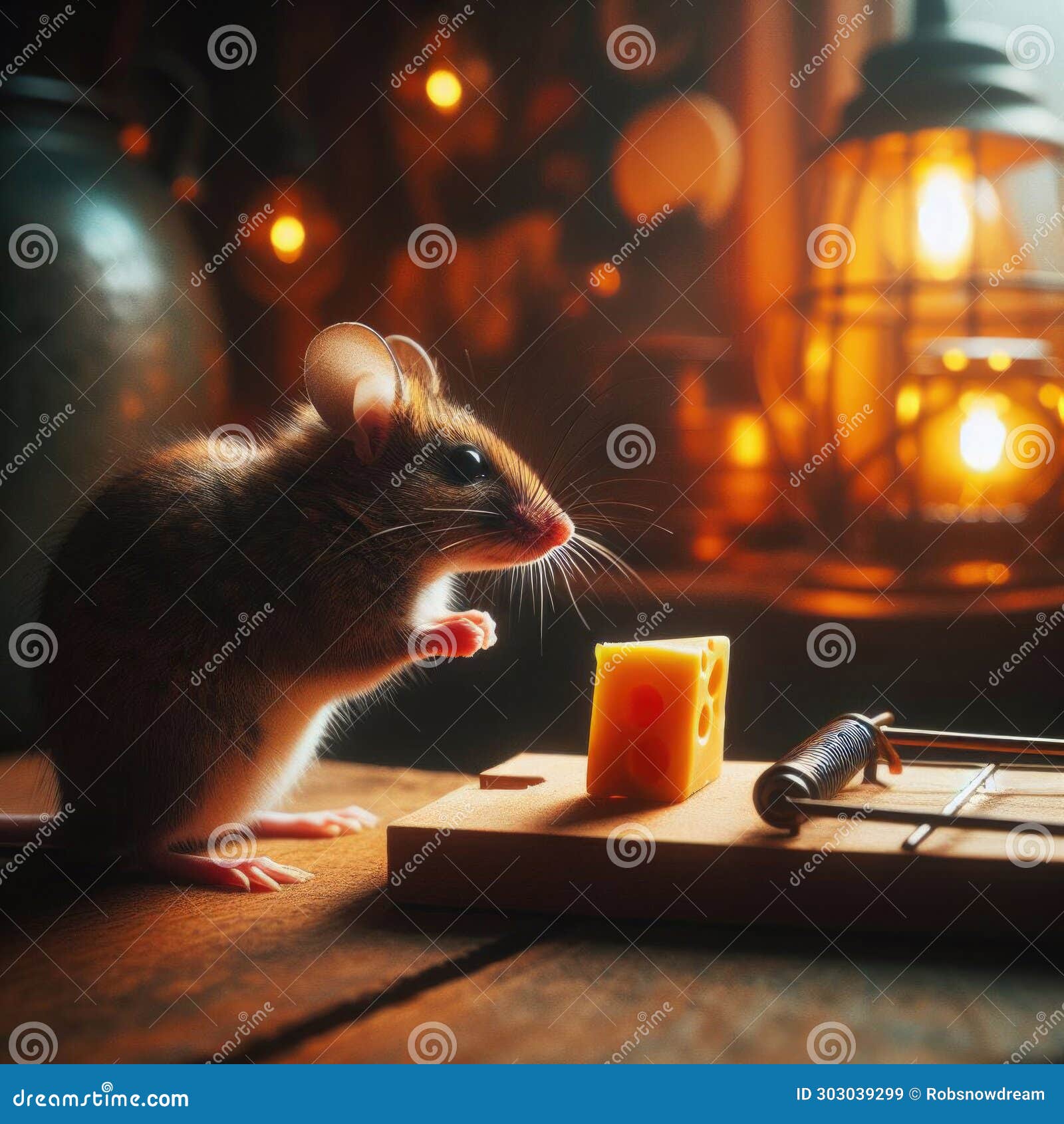 A Mouse Carefully Avoids the Dangers of the Mouse Trap Stock ...
