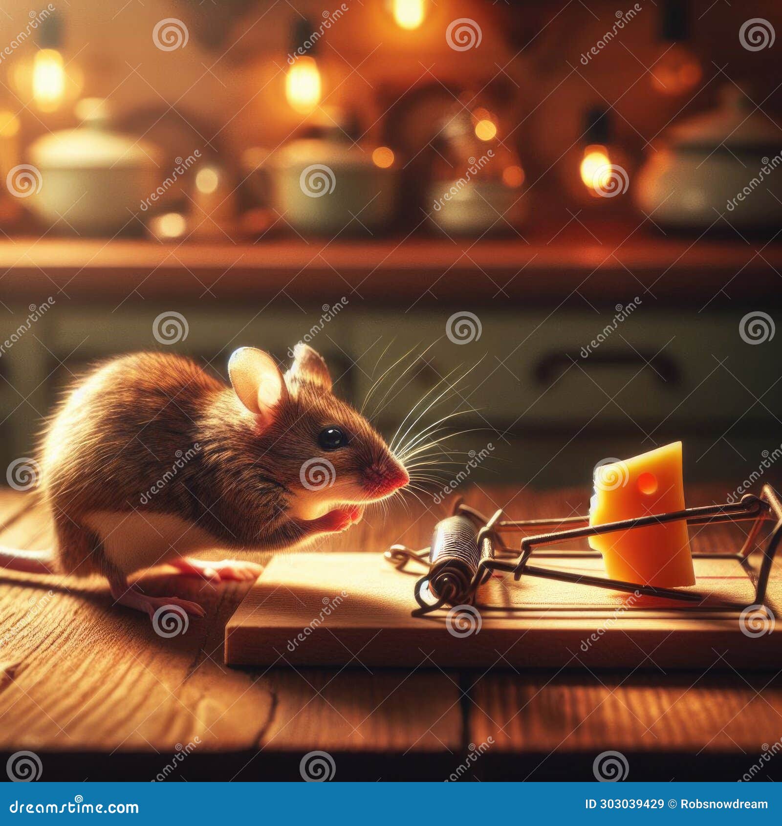 A Mouse Carefully Avoids the Dangers of the Mouse Trap Stock ...