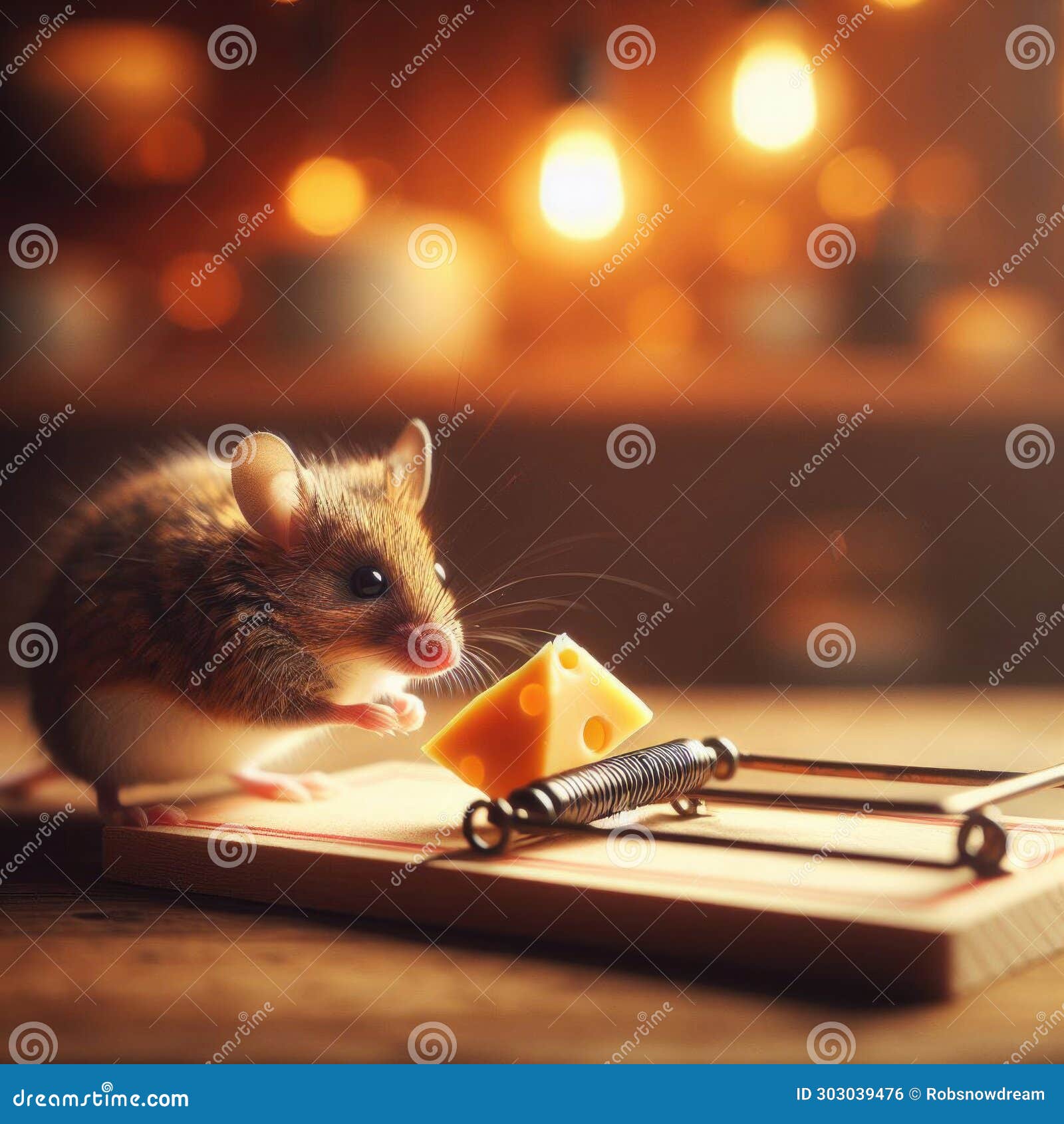 A Mouse Carefully Avoids the Dangers of the Mouse Trap Stock ...