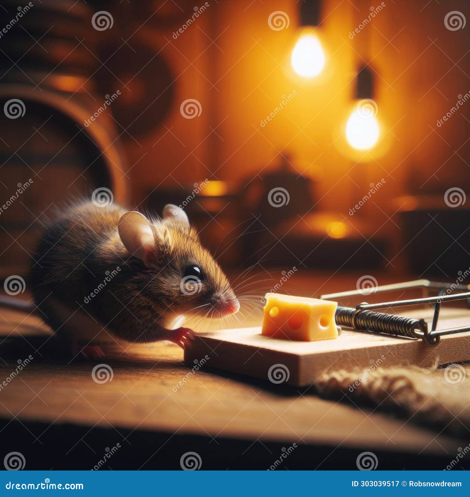 A Mouse Carefully Avoids the Dangers of the Mouse Trap Stock ...