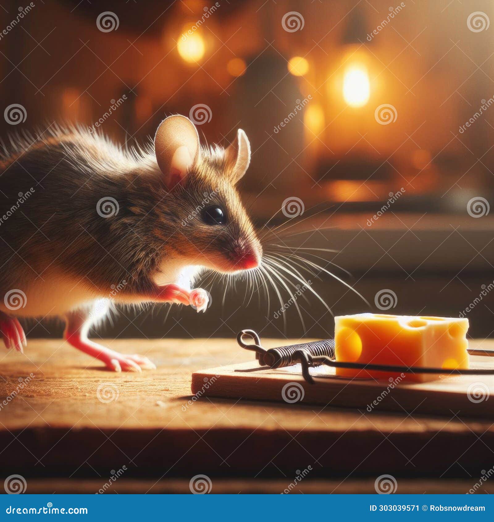 A Mouse Carefully Avoids the Dangers of the Mouse Trap Stock ...
