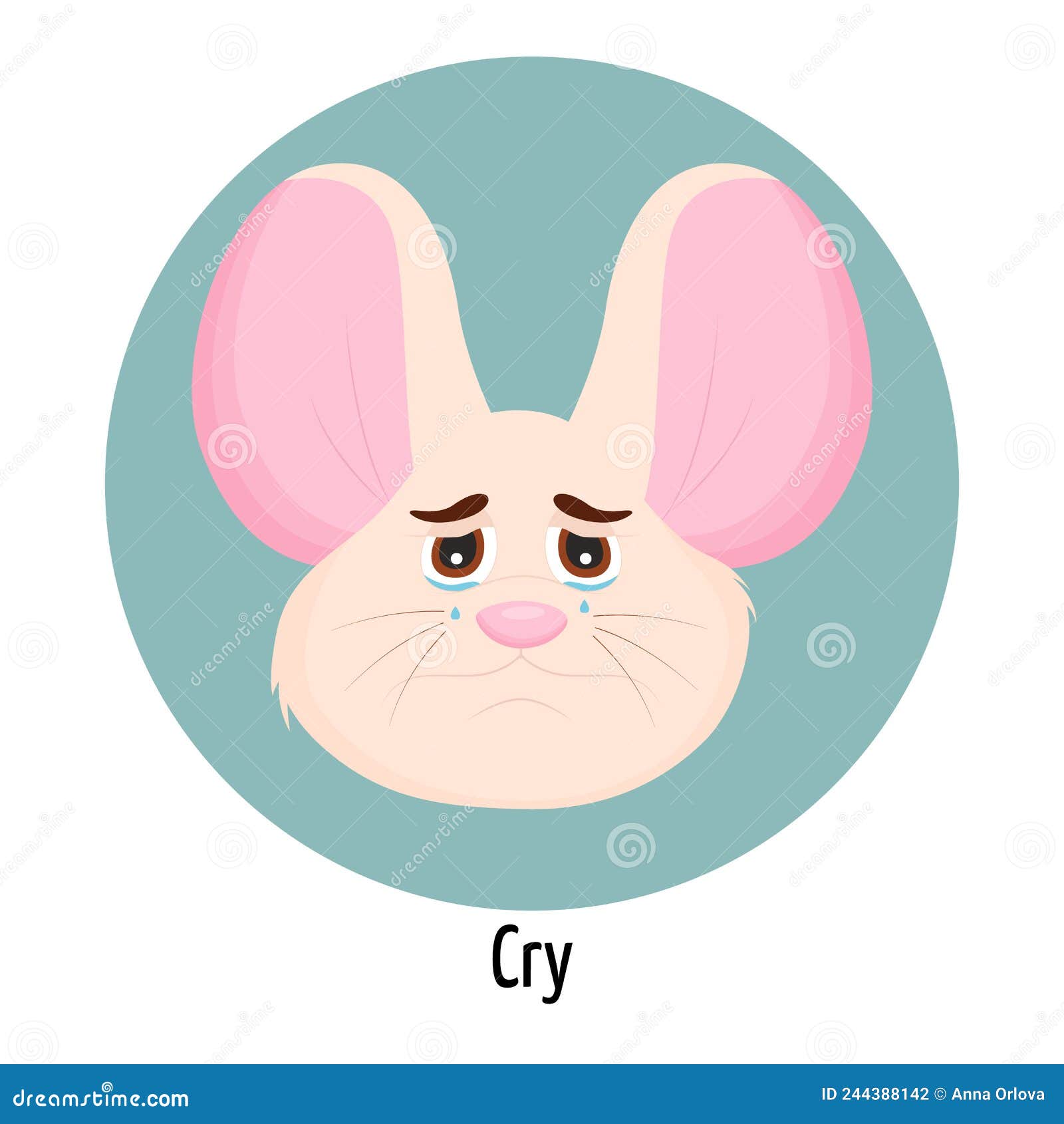 Mouse Character with a Crying Face. Facial Expression. Mouse Character ...