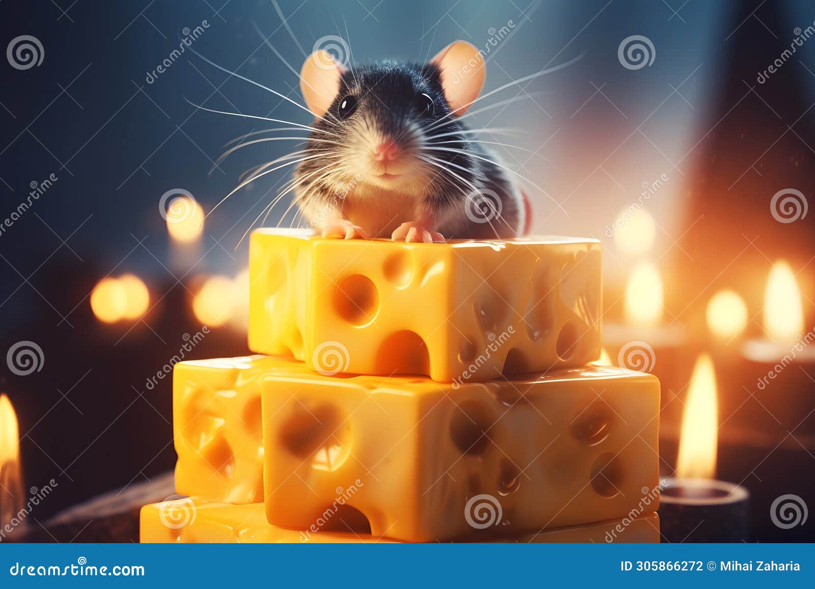 Mouse with Cheese Blocks stock illustration. Illustration of blocks ...
