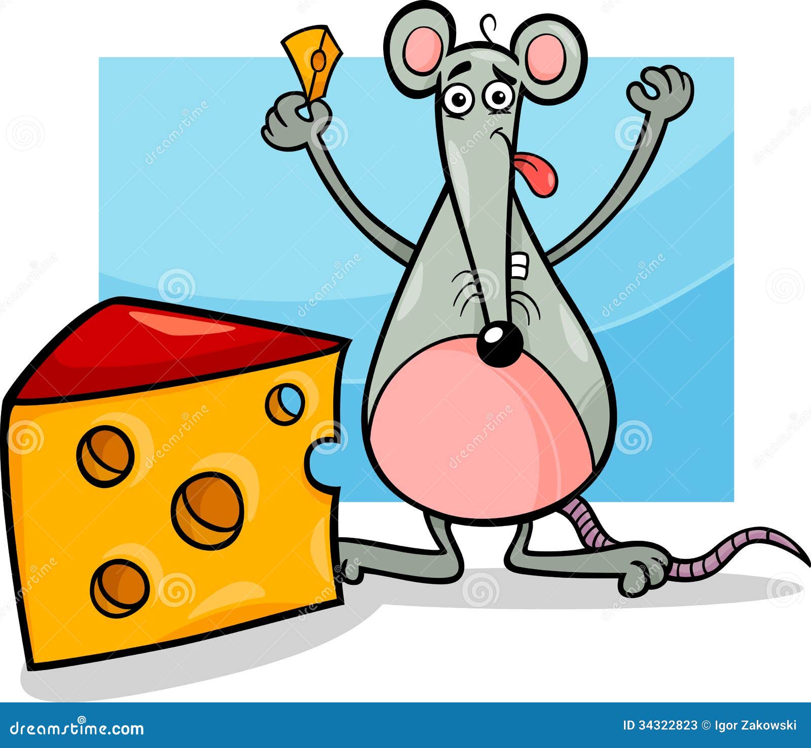 Mouse with Cheese Cartoon Illustration Stock Vector - Illustration of ...