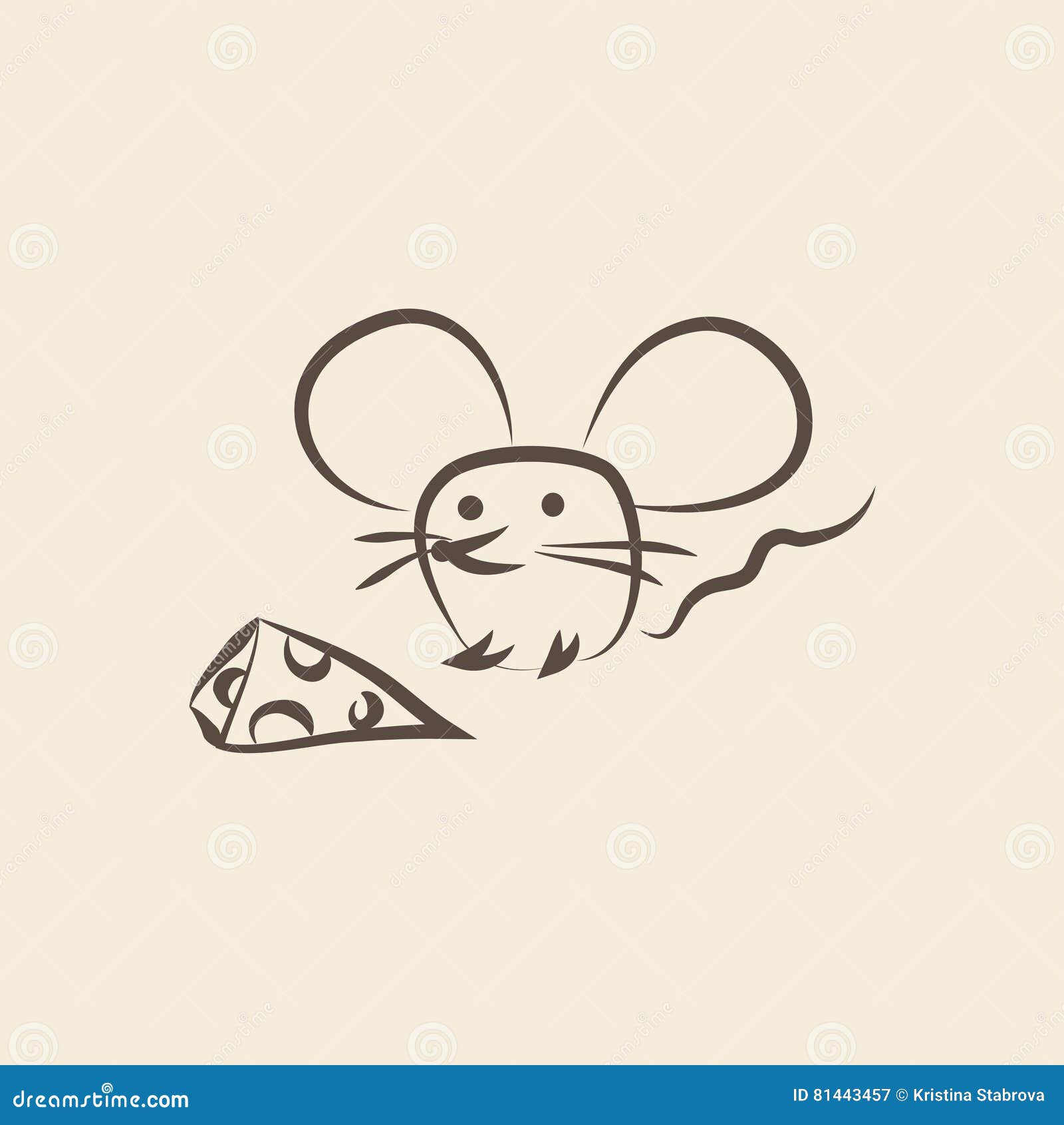 Mouse with cheese. Doodle stock vector. Illustration of vector - 81443457