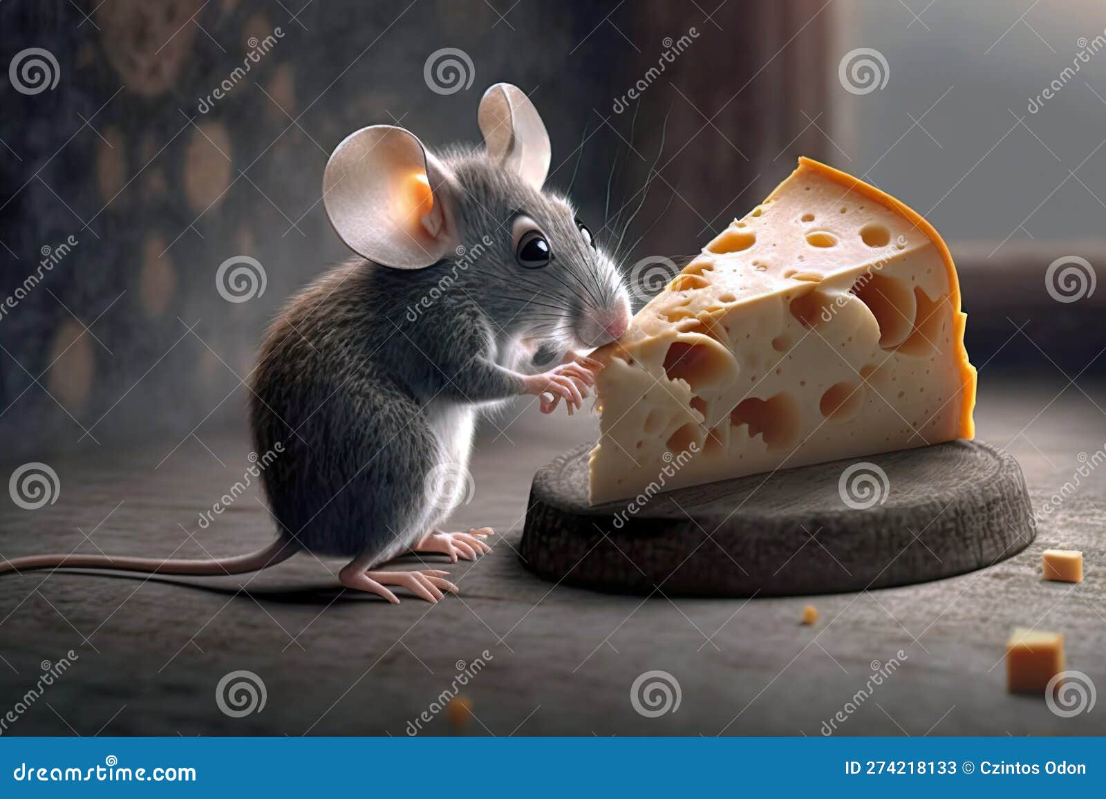 Mouse and Cheese. Illustration of the Mouse Eating the Cheese Stock ...