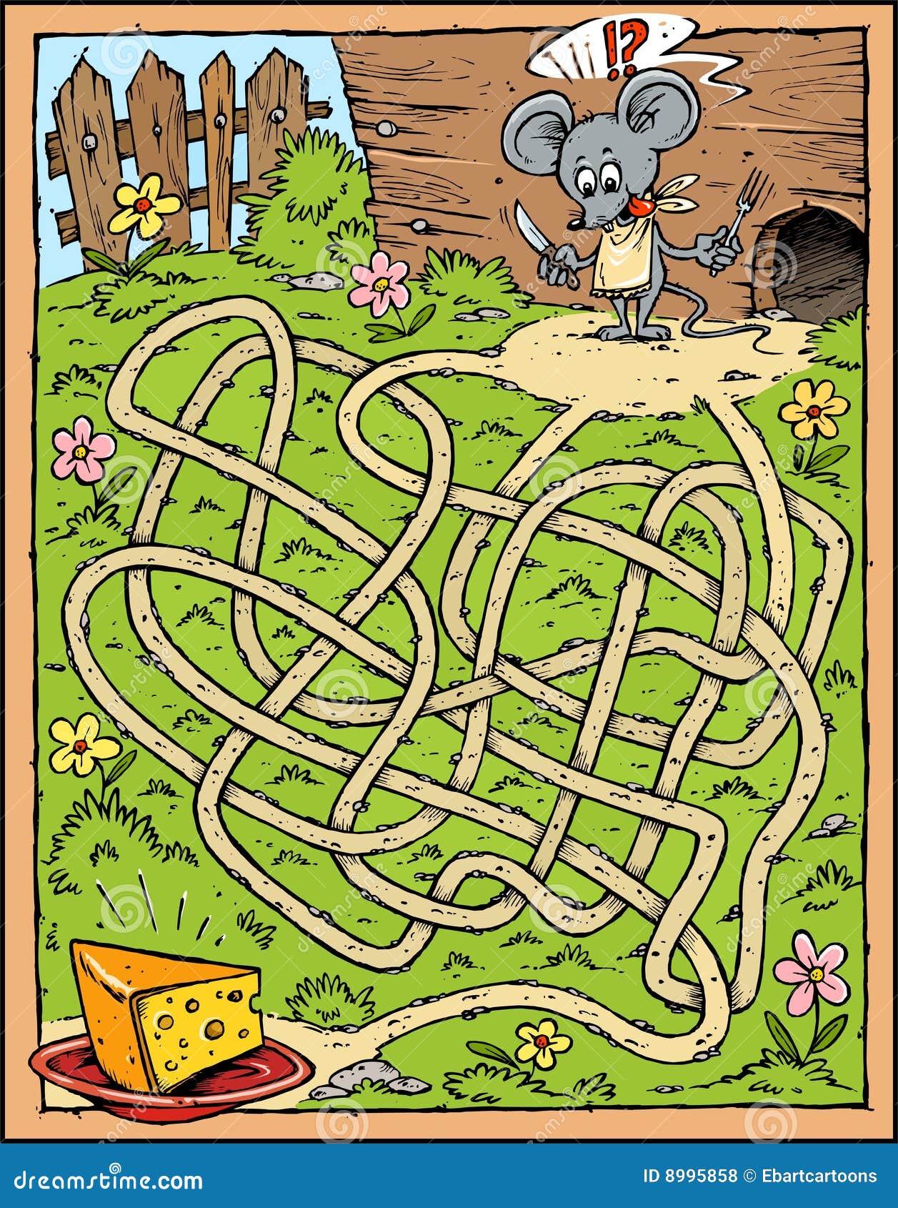 Mouse And Cheese Maze Game For Kids Education Isolated On White ...