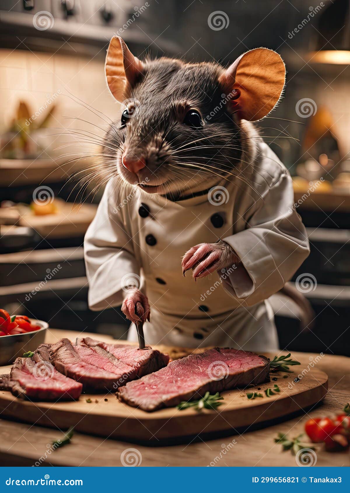 The Mouse Chef Cooks a Steak Menu. Stock Image - Image of restaurant ...
