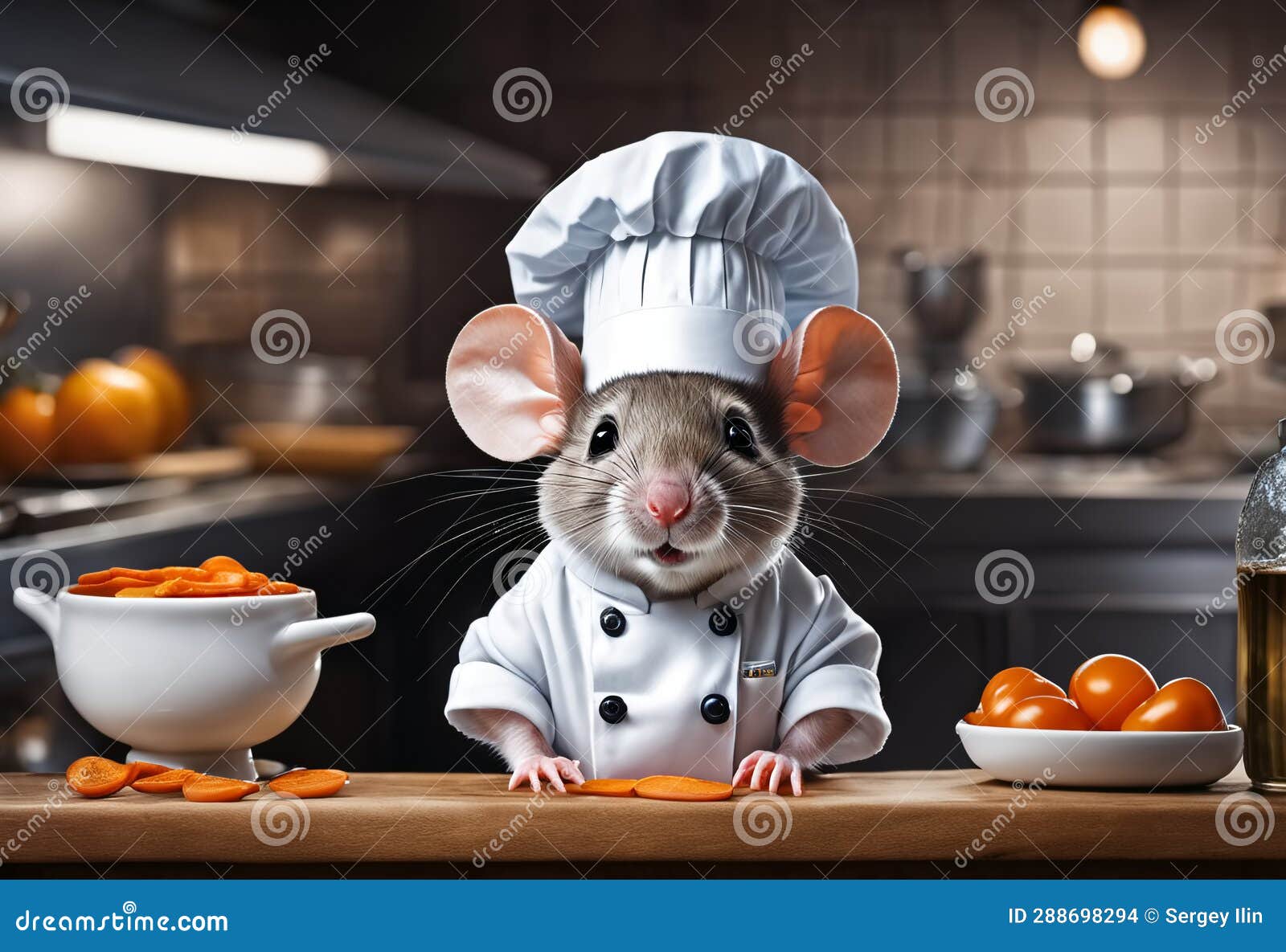 Mouse Chef in a Restaurant Kitchen. Generative AI Stock Illustration ...