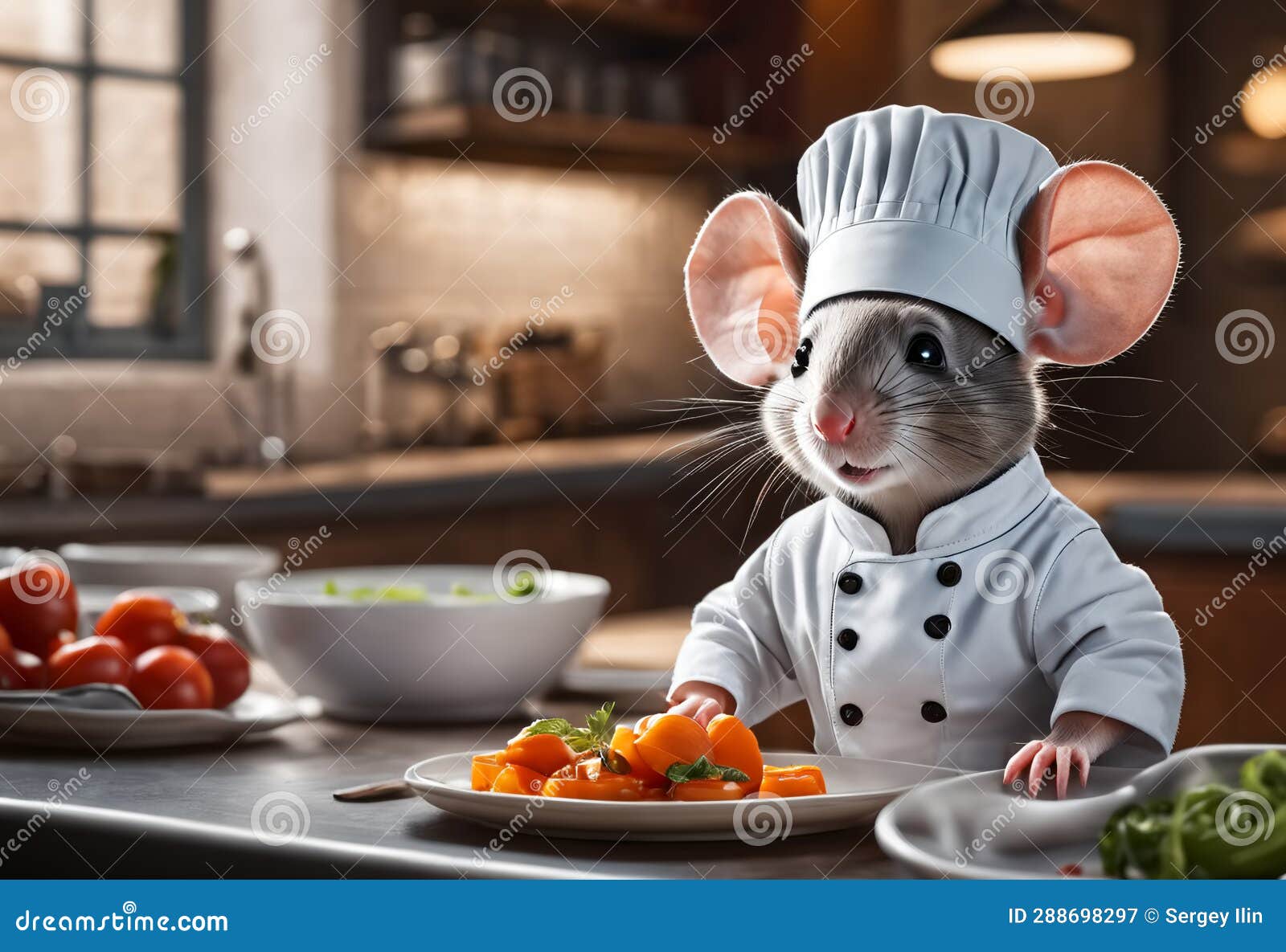 Mouse Chef in a Restaurant Kitchen. Generative AI Stock Illustration ...