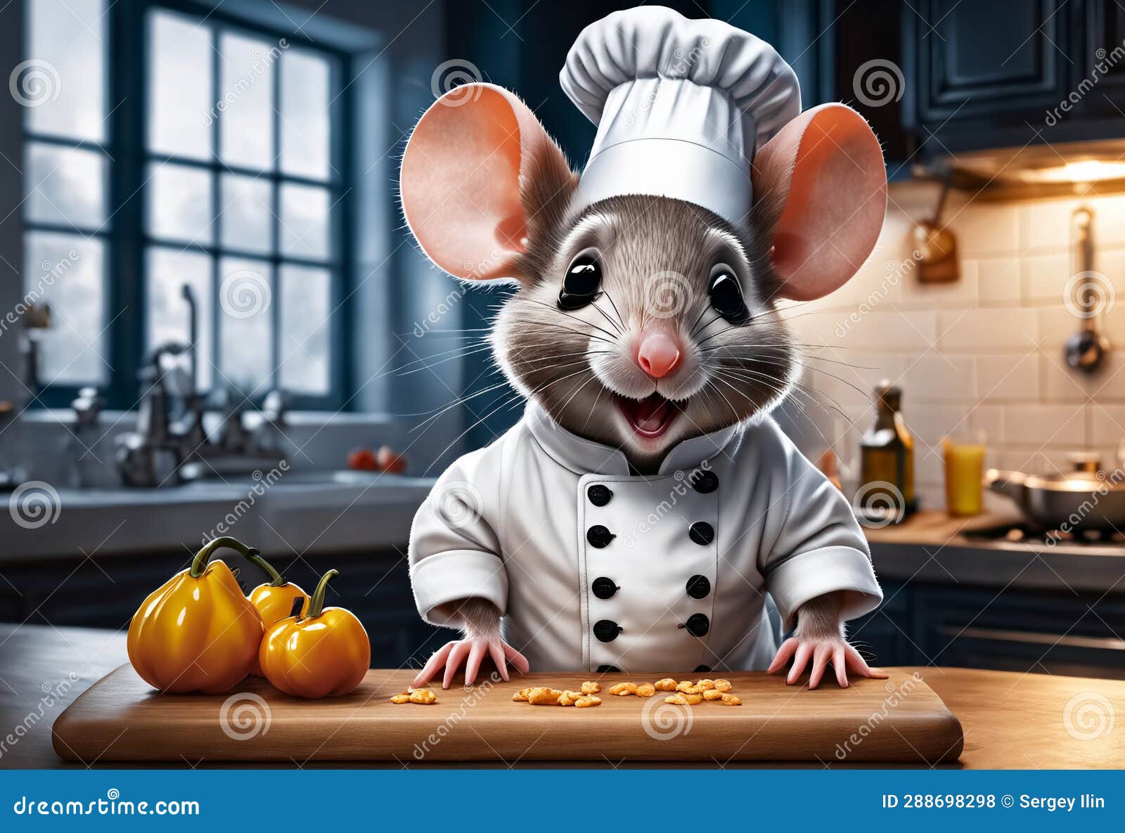Mouse Chef in a Restaurant Kitchen. Generative AI Stock Illustration ...