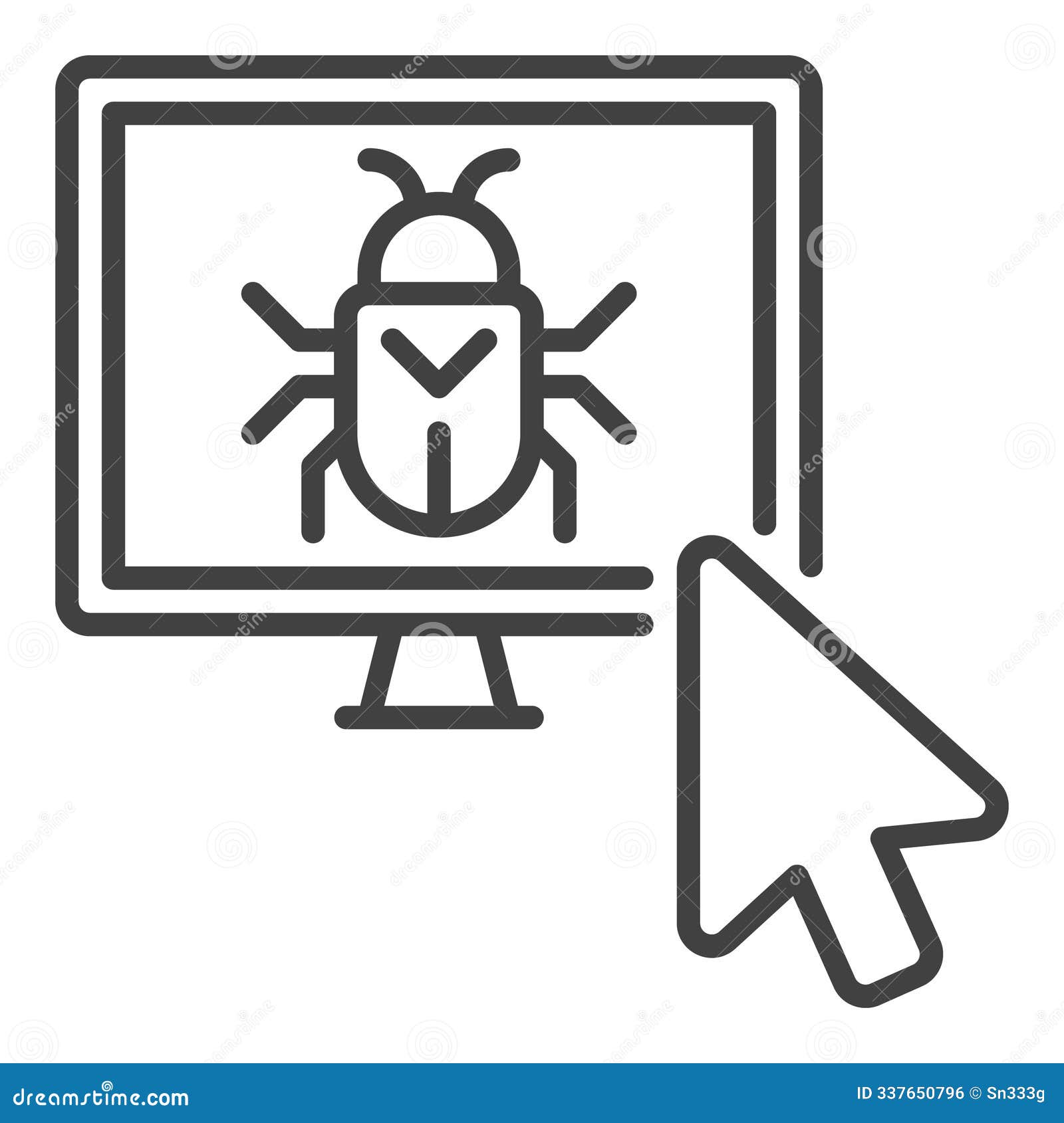 Mouse Click on Computer Virus Vector Outline Icon or Symbol Stock ...