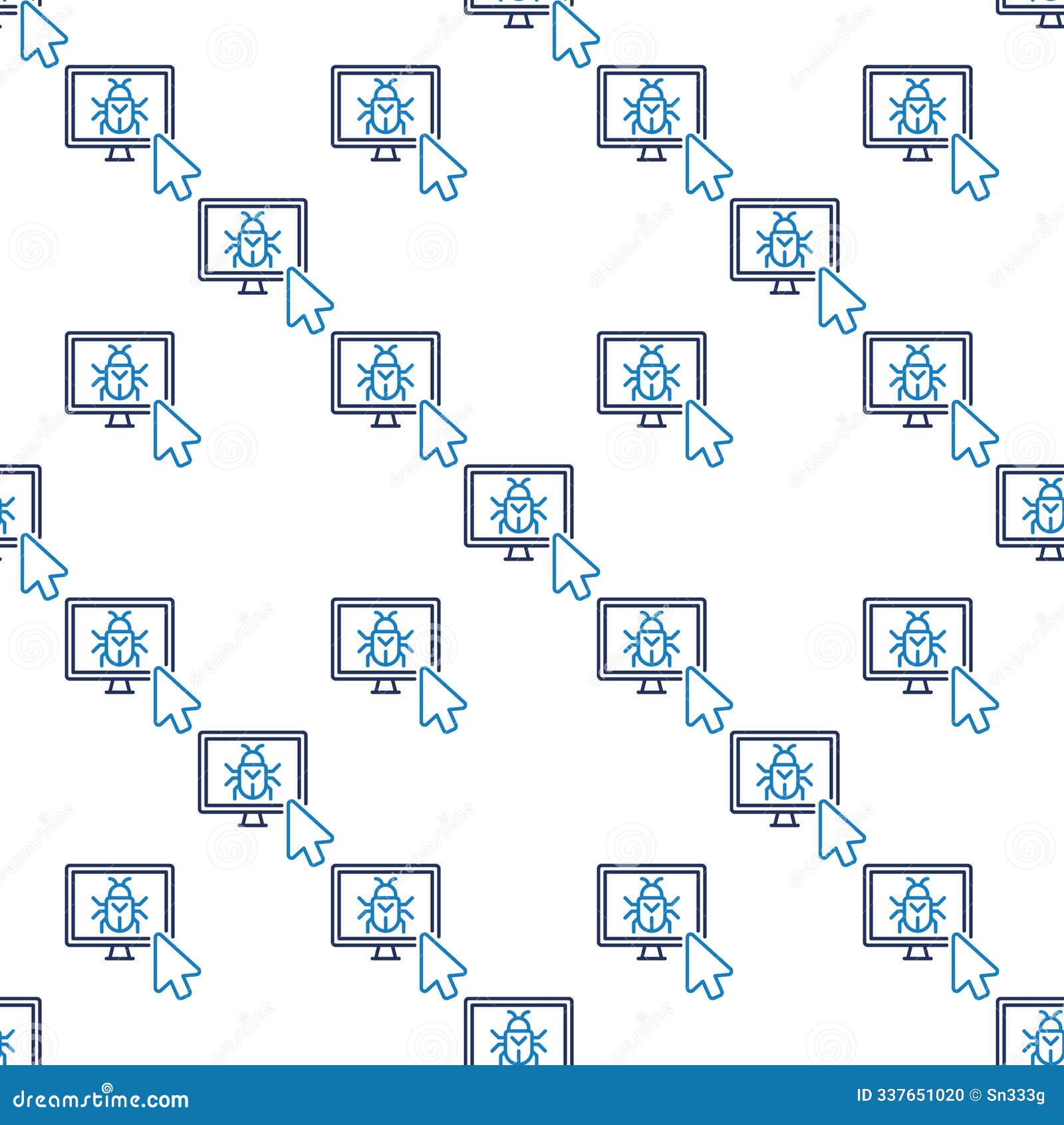 Mouse Click on Computer Virus Vector Outline Seamless Pattern Stock ...