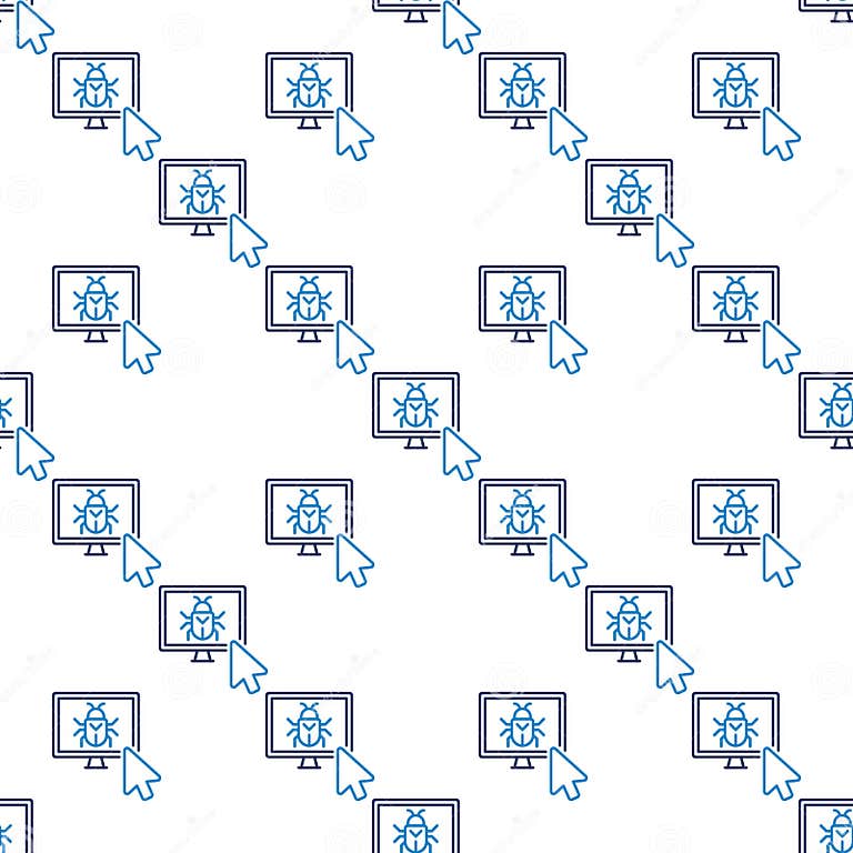 Mouse Click on Computer Virus Vector Outline Seamless Pattern Stock ...