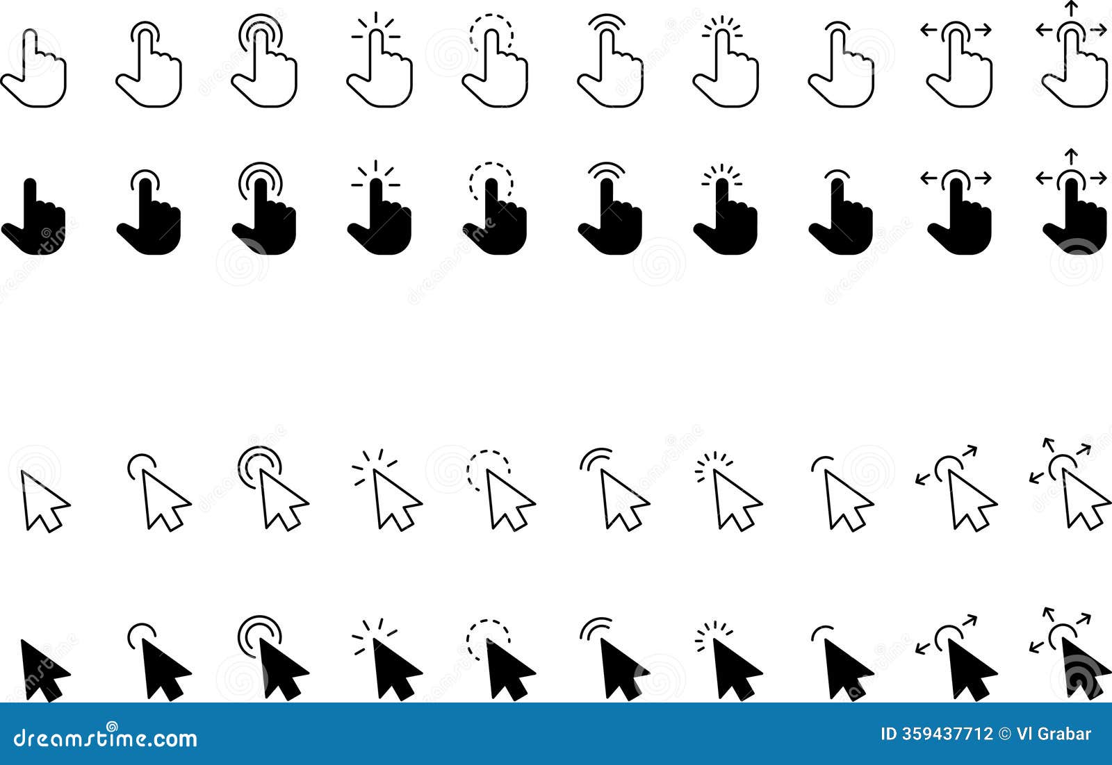 Mouse Click Cursor Icon. Hand Mouse Pointer Pictogram on Transparent Background Stock Vector ...