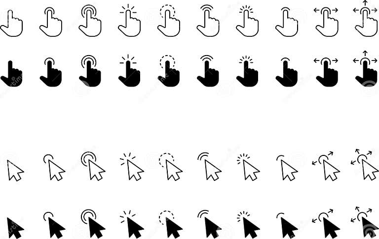 Mouse Click Cursor Icon. Hand Mouse Pointer Pictogram on Transparent ...