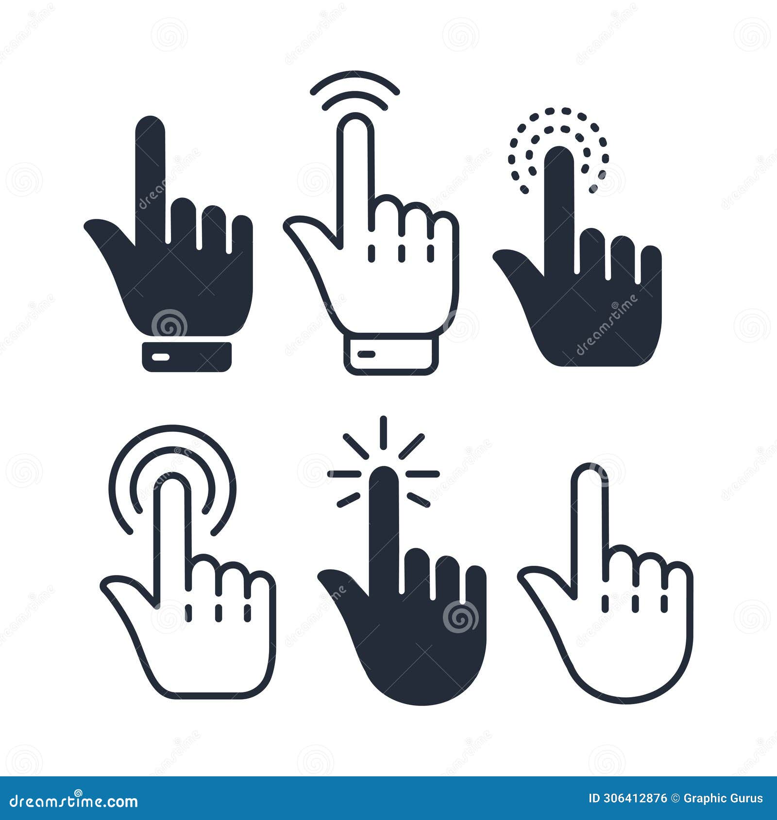 Mouse Click Cursor Set Pointer Hand Click Vector Stock Illustration Stock Vector
