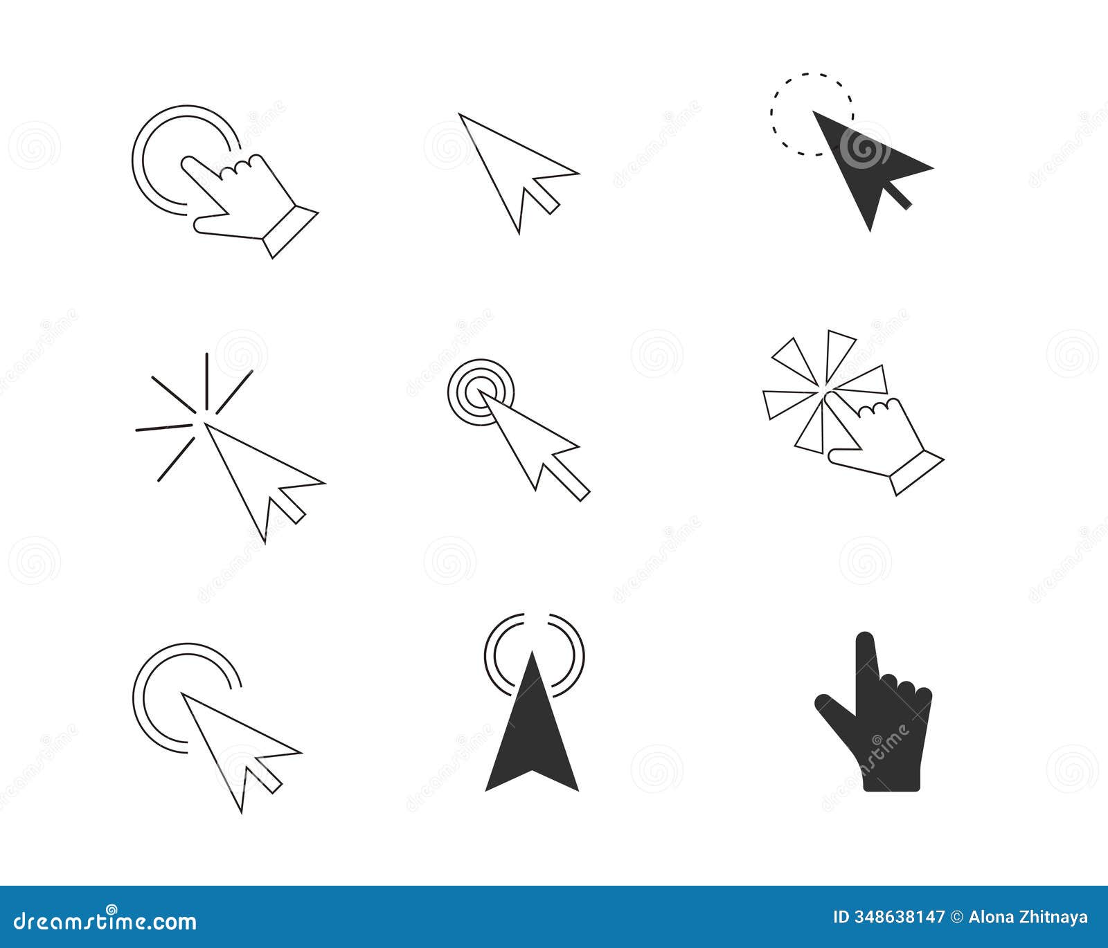 3d Click Cursors. Three Dimensional Objects, Yellow Arrows, Different Angles And Directions ...