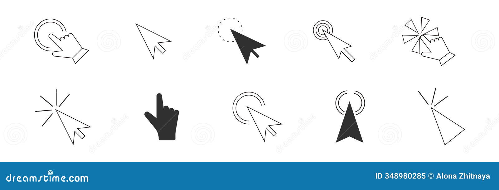 3d Click Cursors. Three Dimensional Objects, Yellow Arrows, Different Angles And Directions ...