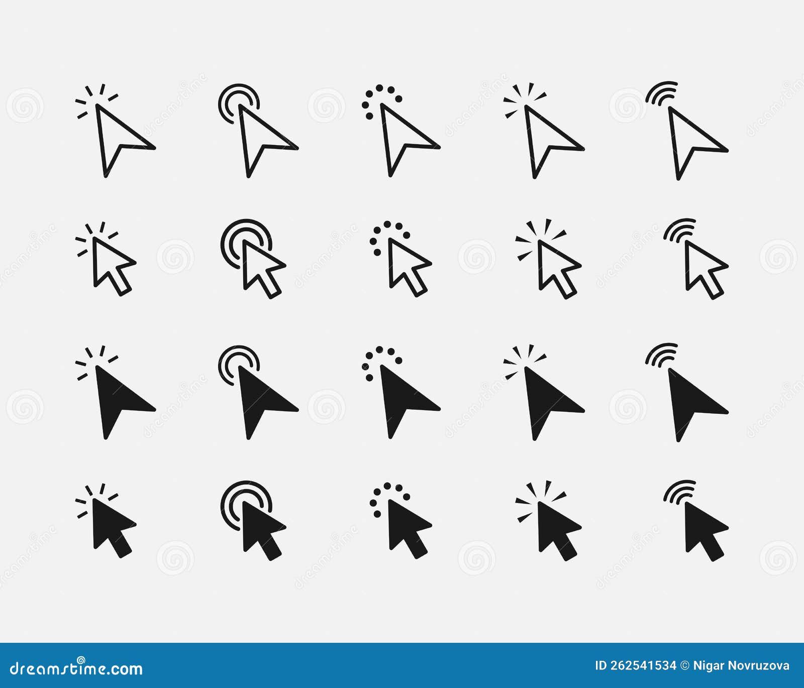 Mouse Click Icon. Set of Computer Mouse Click Cursor Icons Stock Vector - Illustration of ...