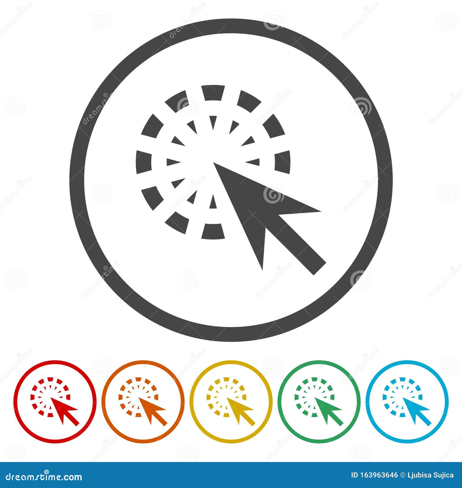 Mouse click icons set stock vector. Illustration of shape - 163963646