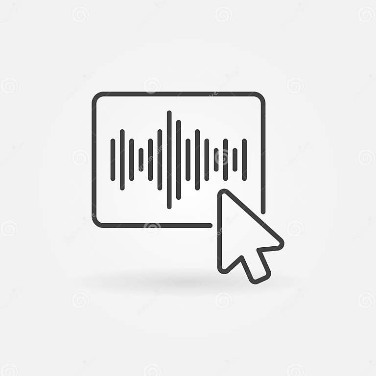 Mouse Click on Sound Wave Button Vector Thin Line Icon Stock Vector ...