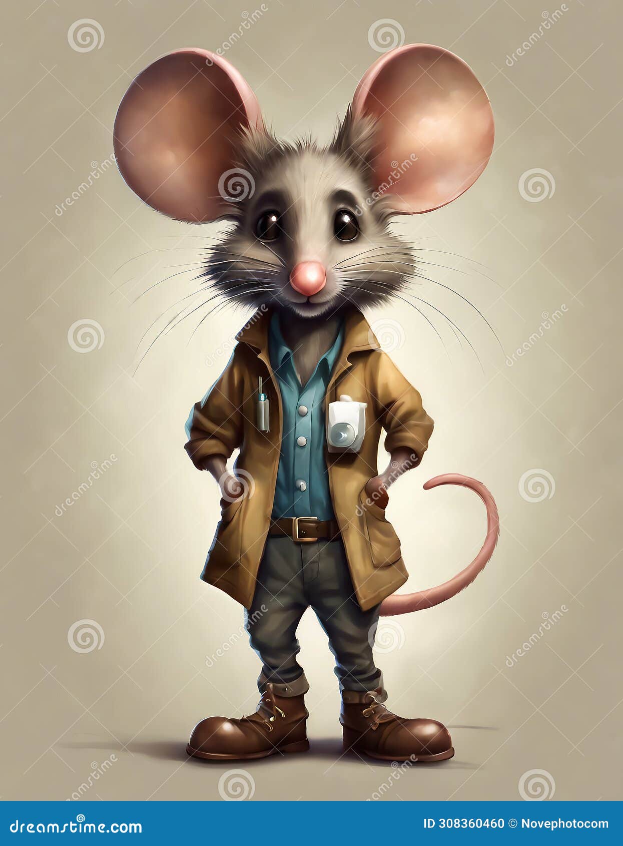 Mouse in Clothes. Scientist Mouse. the Mouse is Dressed in Pants and a ...