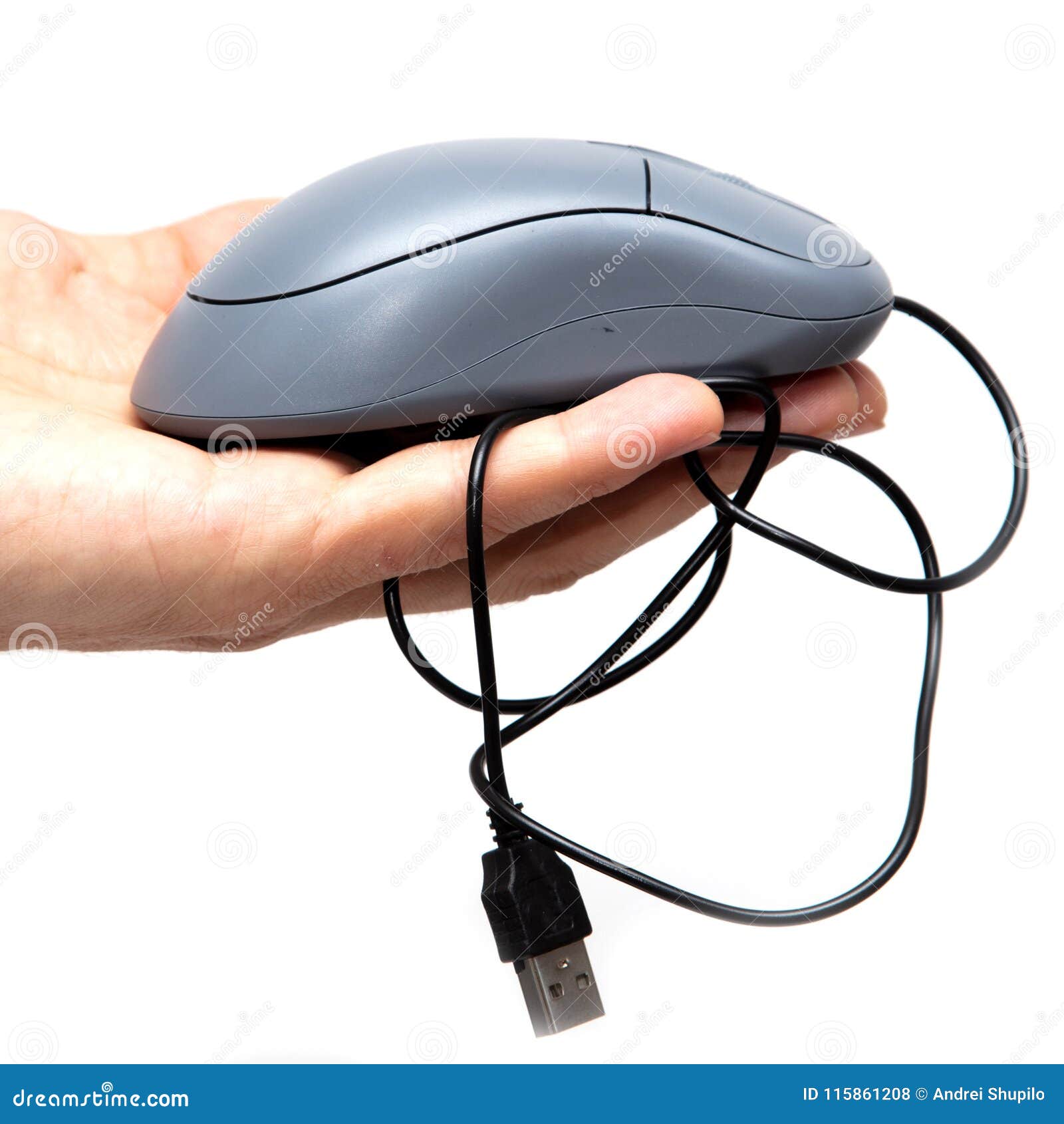 Mouse from Computer in Hand on White Background Stock Photo - Image of ...