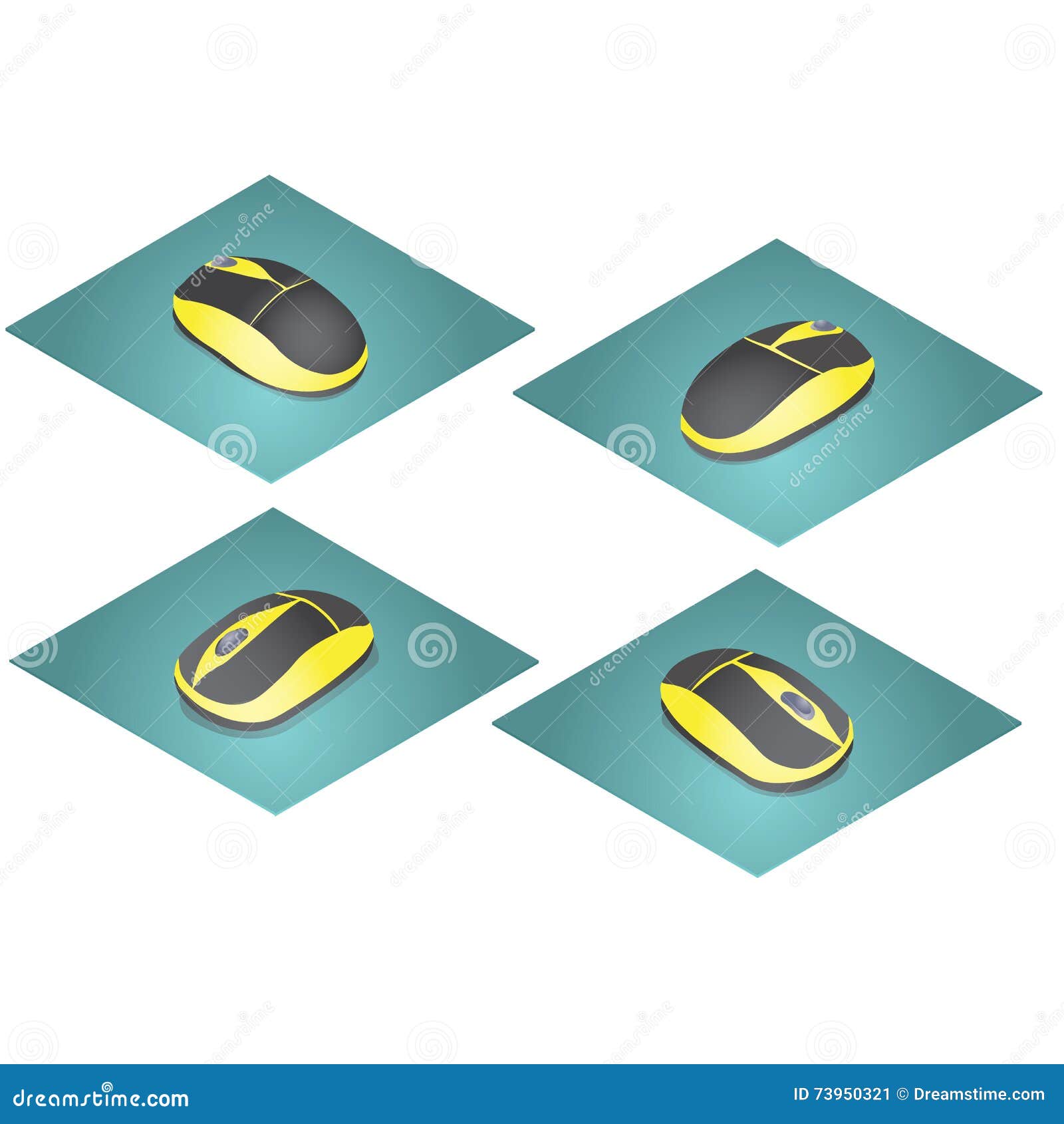 Mouse for the Computer in the Yellow and Black Colors. Stock ...