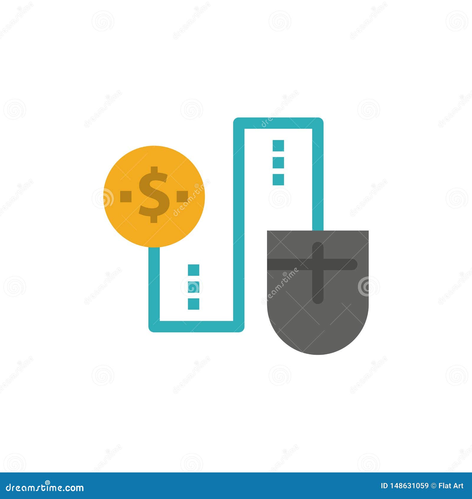 Mouse, Connect, Money, Dollar, Connection Flat Color Icon. Vector Icon ...