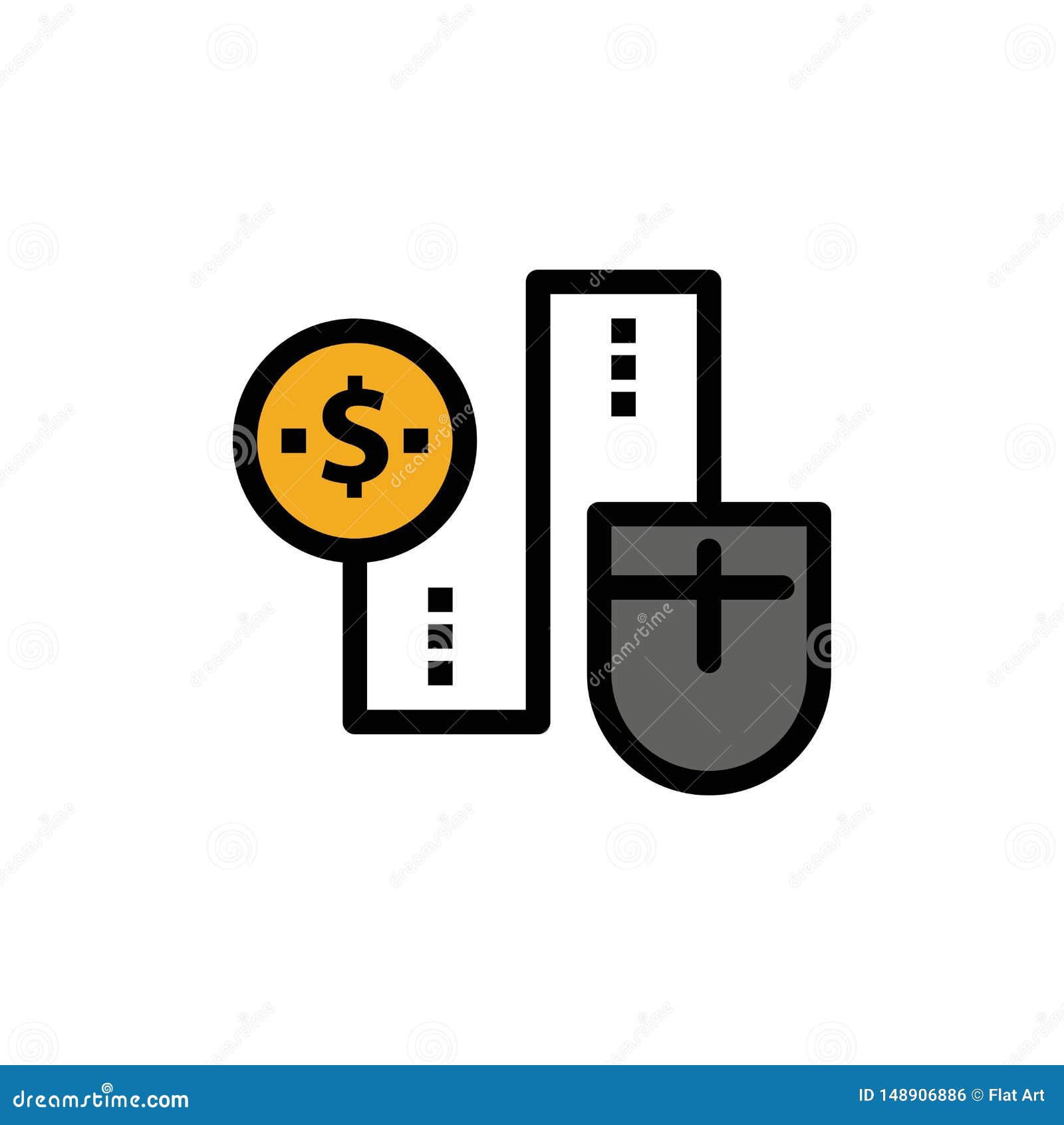 Mouse, Connect, Money, Dollar, Connection Flat Color Icon. Vector Icon ...