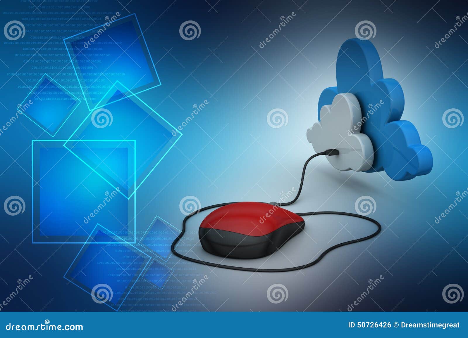 Mouse connected with cloud stock illustration. Illustration of laptop ...