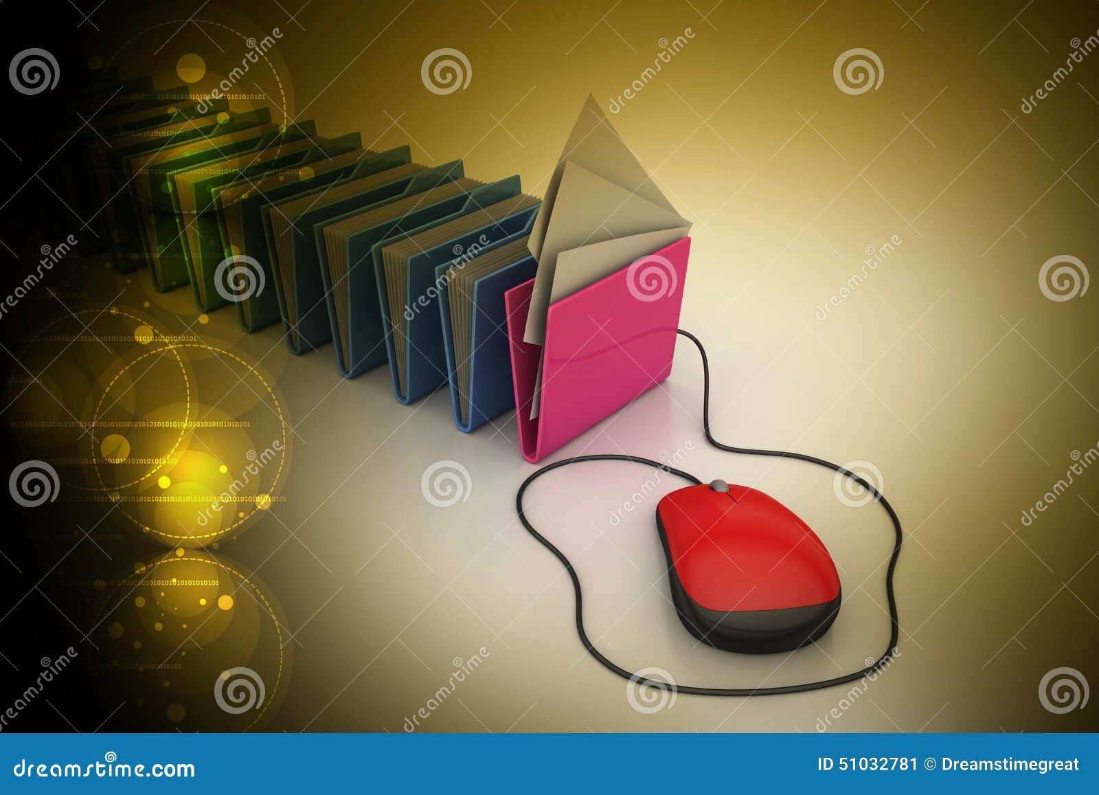 Mouse Connected with Computer File Folder Stock Illustration ...