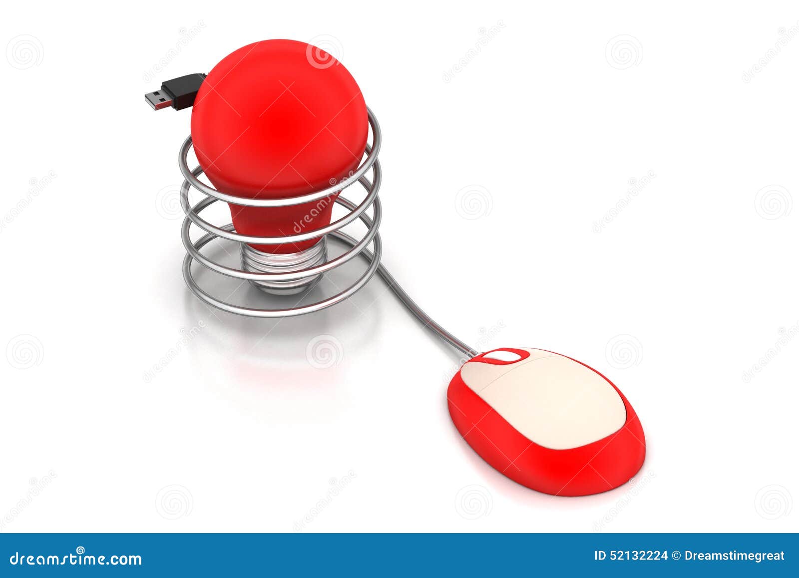Mouse Connected with Light Bulb Stock Photo - Image of connection ...